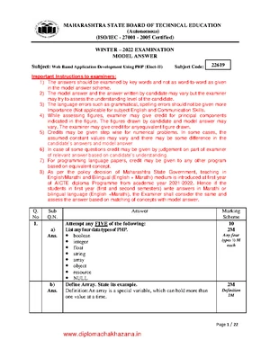 WBP 22619 Summer 2023 Model Answer: Web App Dev Using PHP - Studocu