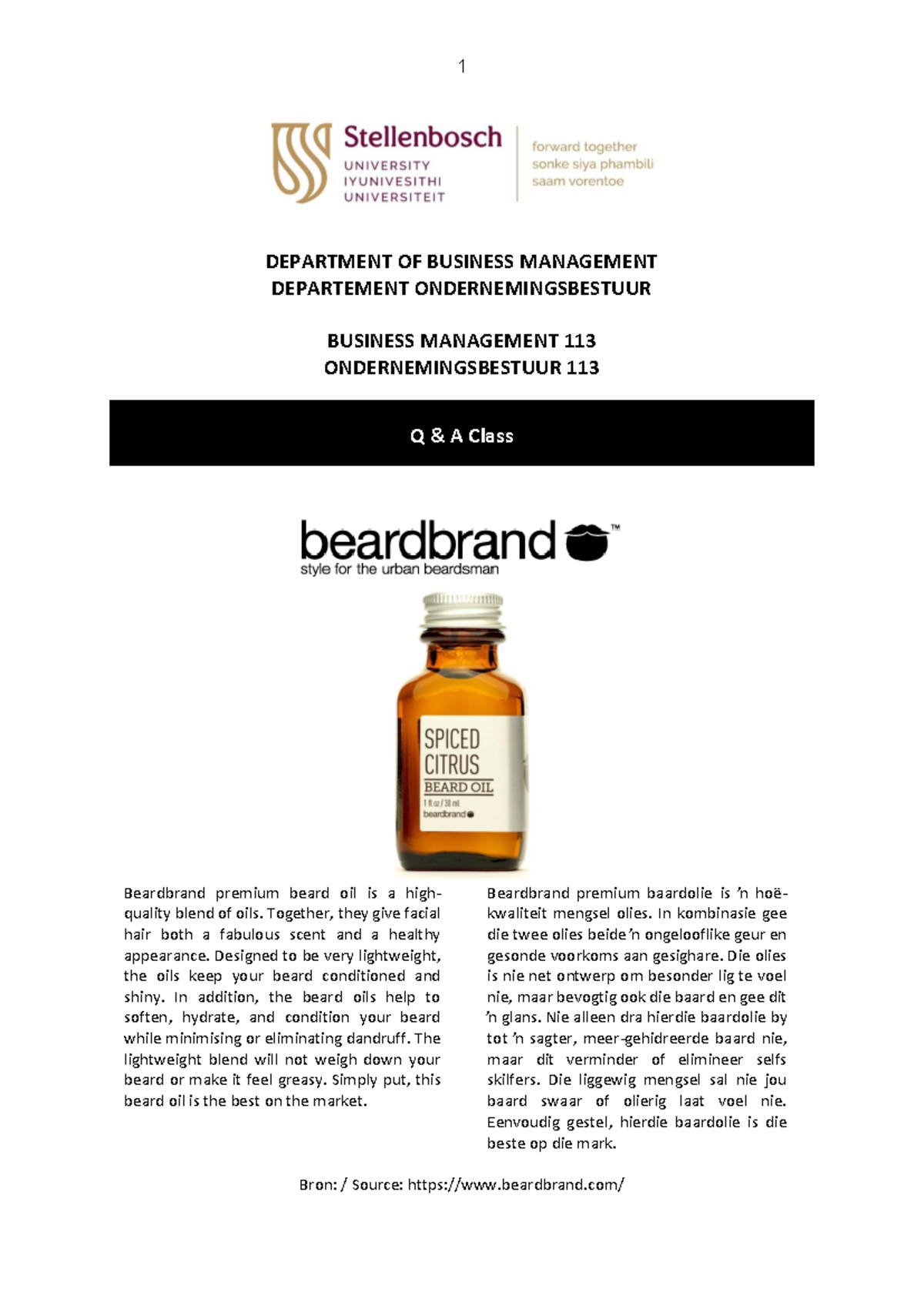 BM113 Q&A: Break-Even Analysis for Beardbrand Beard Oil - Studocu