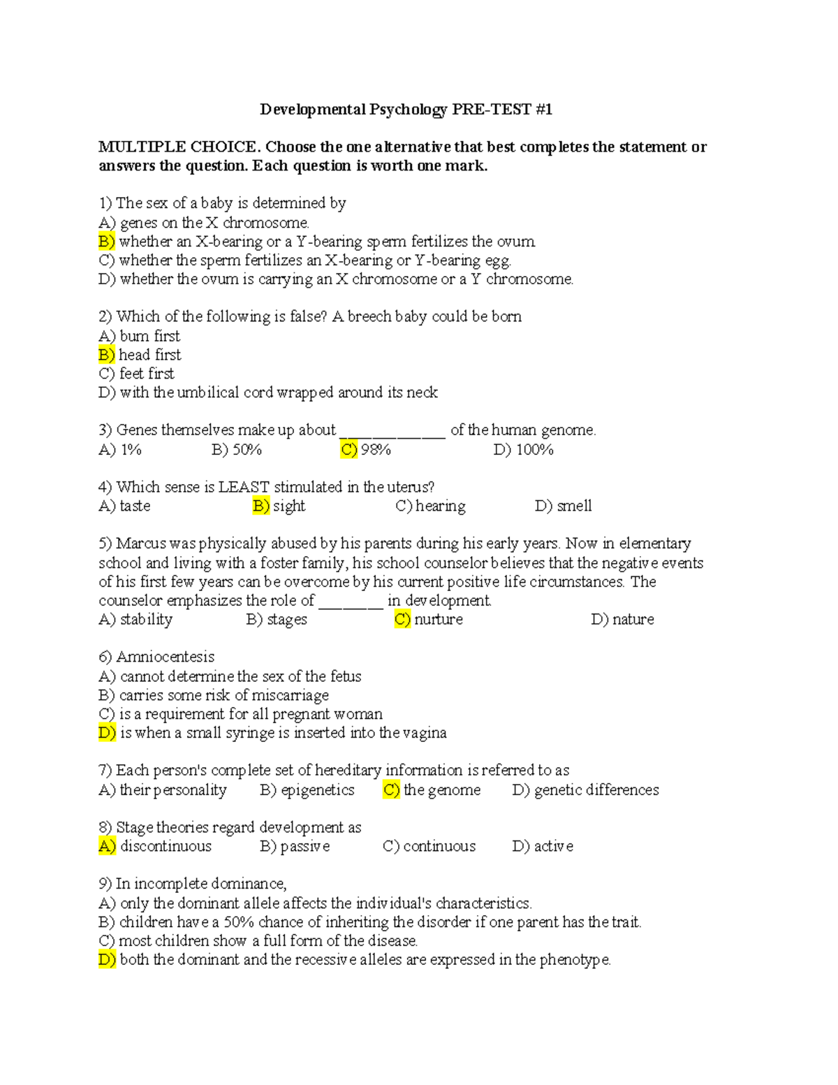 Developmental Psychology Study Guide: Final Exam MCQs - Studocu
