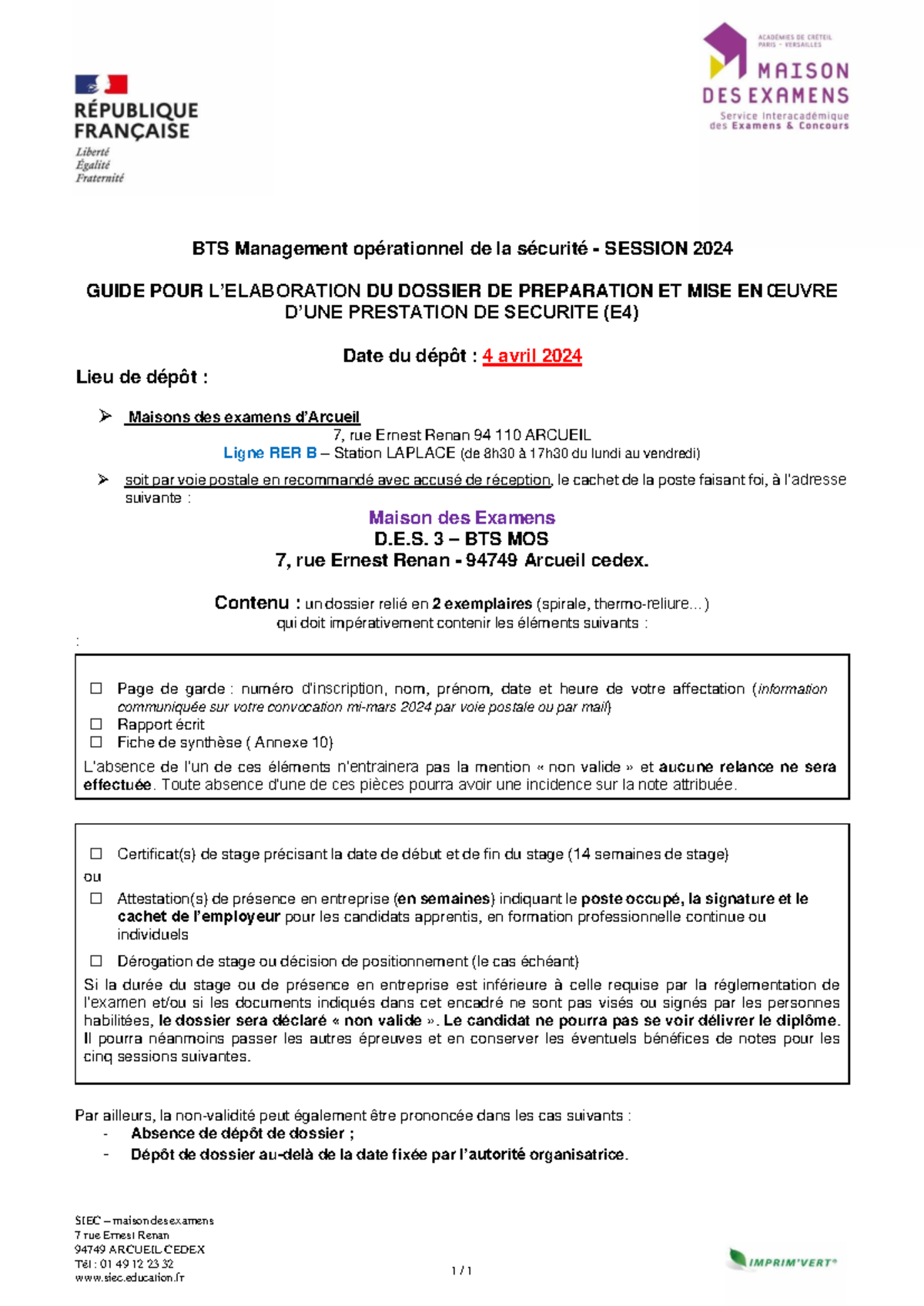 BTS MOS 2024 - Guide pour la Préparation du Dossier E4 - Studocu
