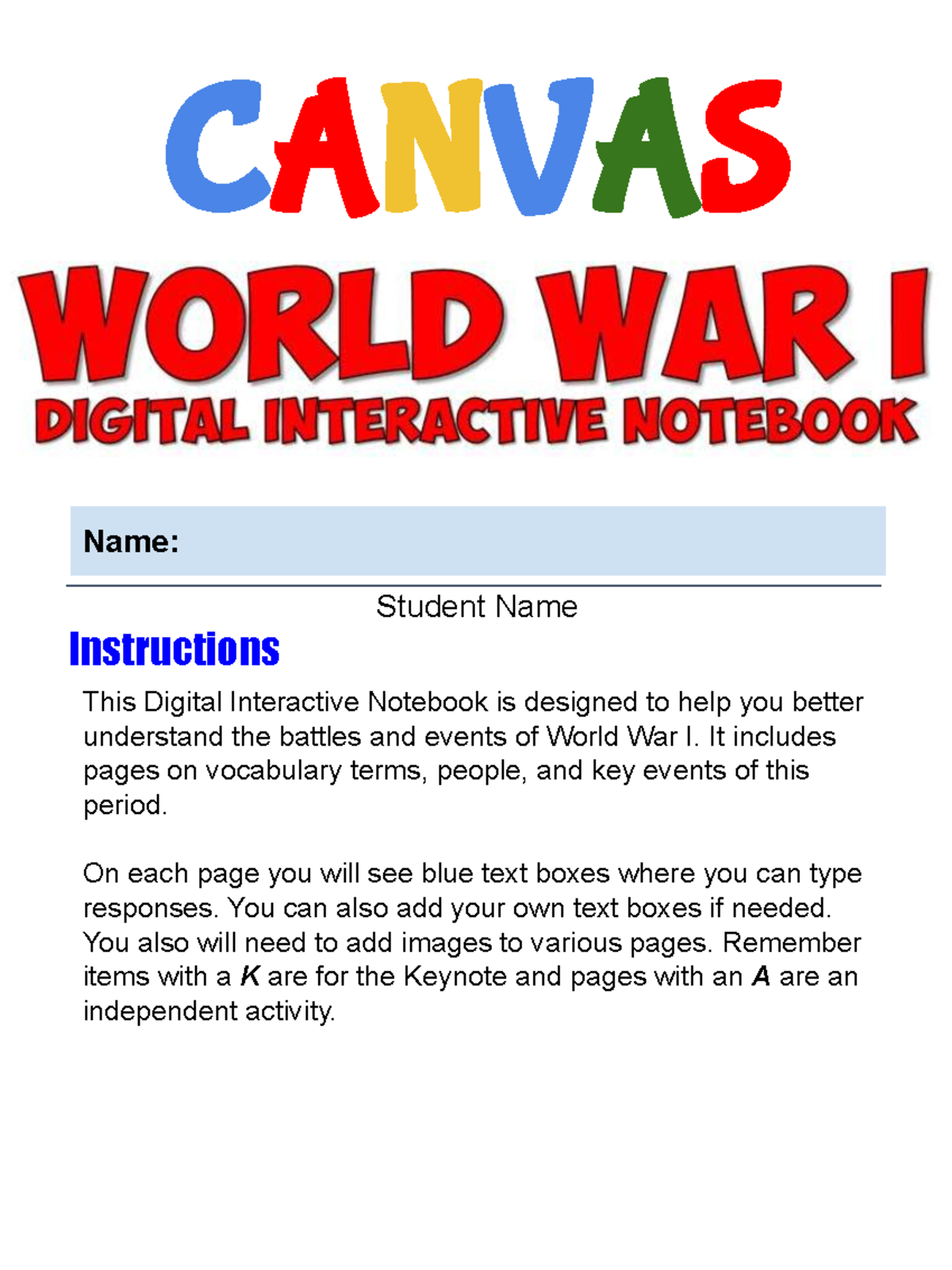 2025 WWI Interactive Digital Notebook: Key Events & Vocabulary - Studocu