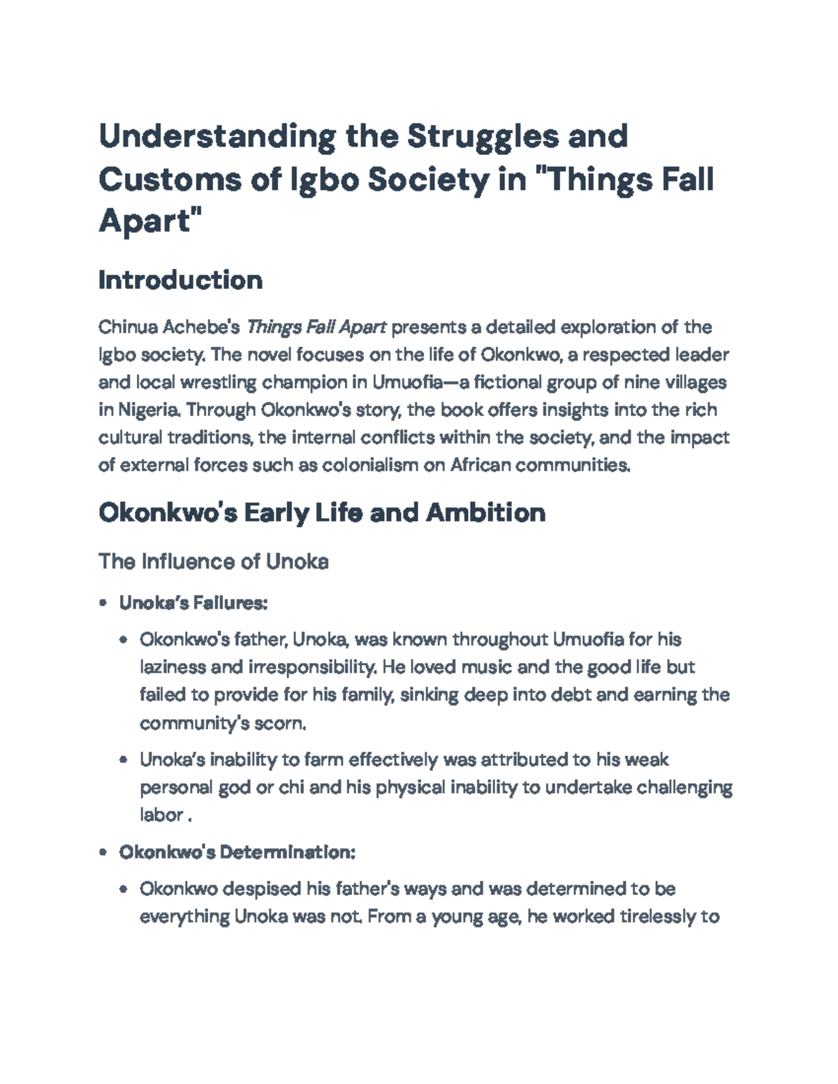 Exploring Igbo Society in "Things Fall Apart" - Cultural Insights (ENG ...