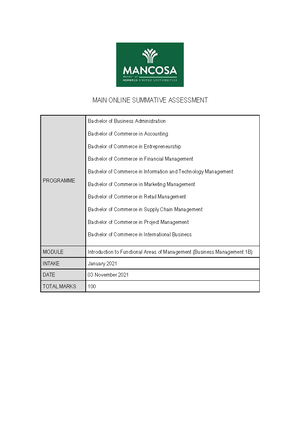 Introduction to Business Management ( Module Guide) - INTRODUCTION TO ...