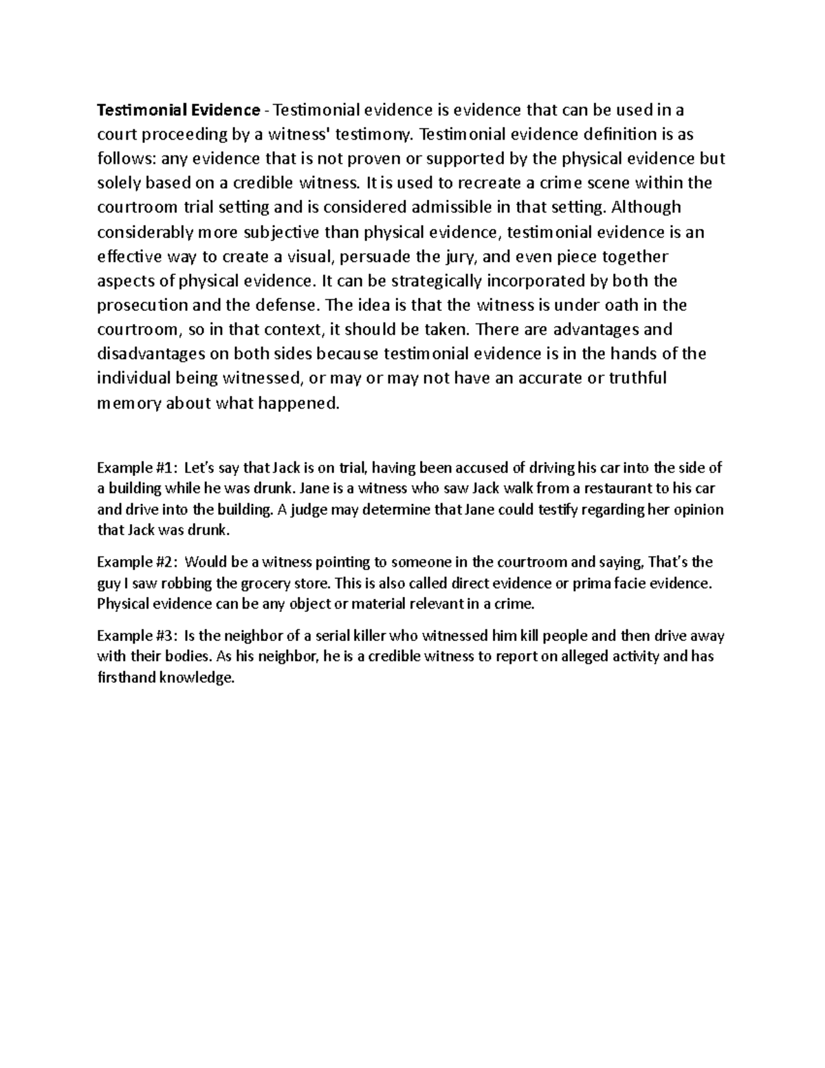 Testimonial Evidence: Understanding Its Role in Legal Proceedings - Studocu