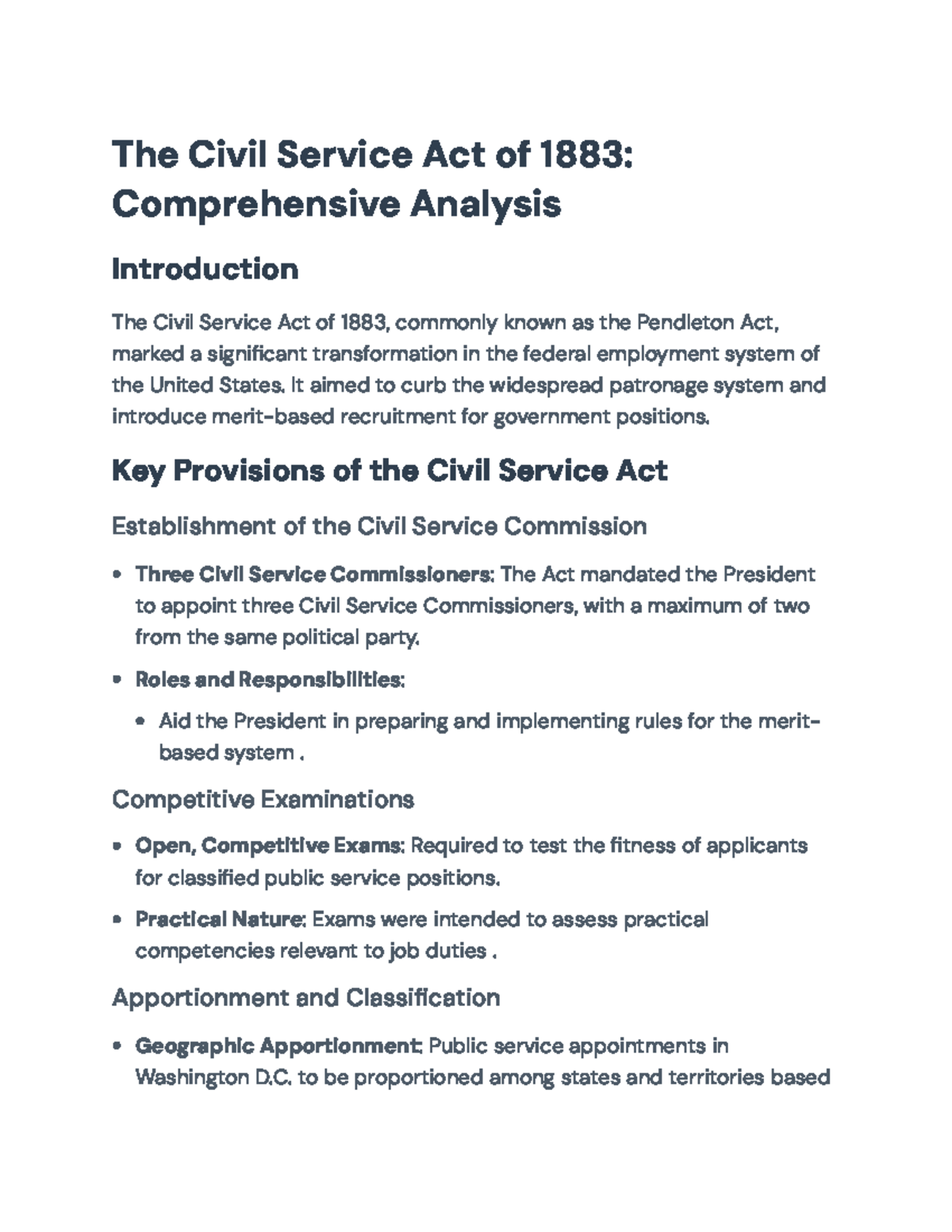 Civil Service Act of 1883: In-Depth Analysis of Key Provisions - The ...