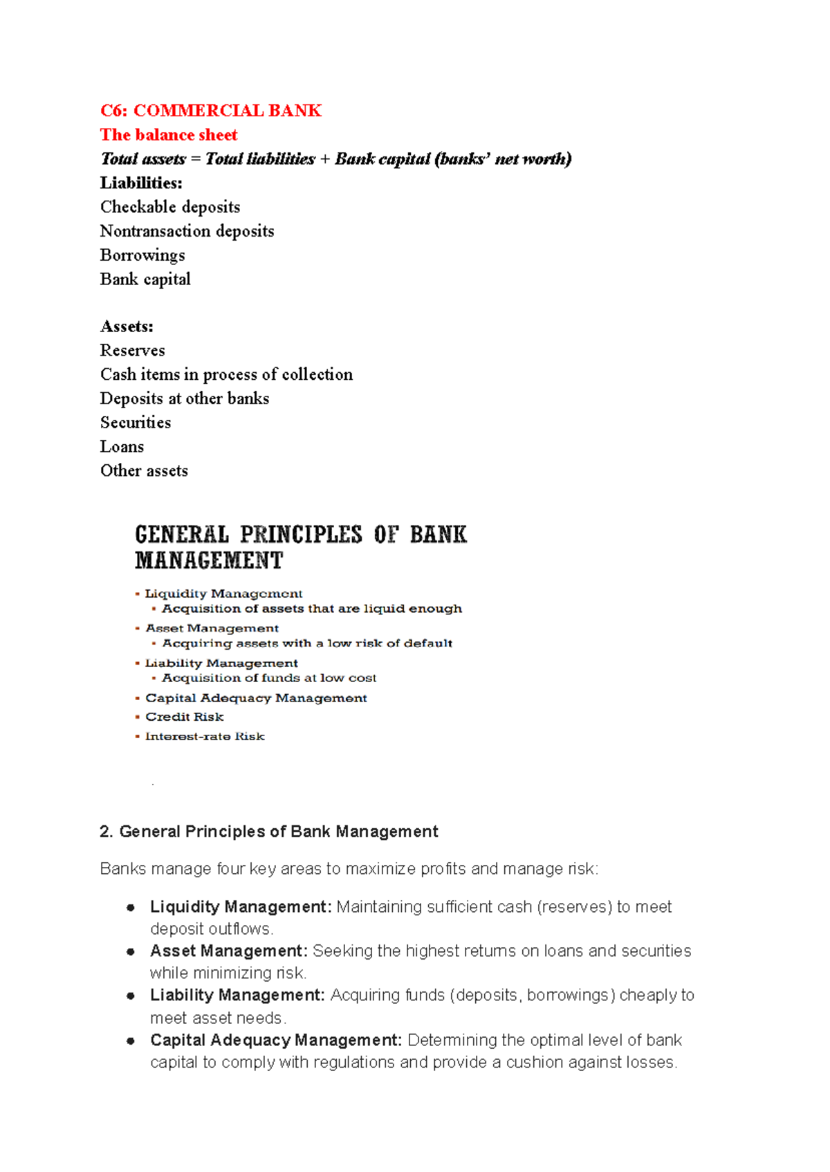 C6: COMMERCIAL BANK Management Principles and Risk Strategies - Studocu