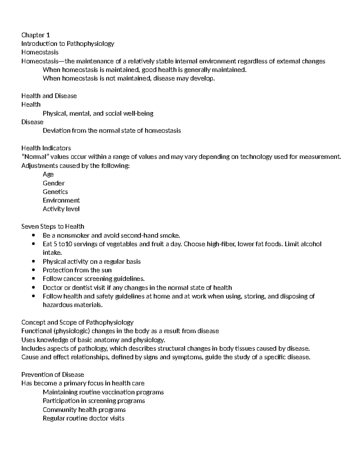 Exam 1 pathophysiology - Chapter 1 Introduction to Pathophysiology ...