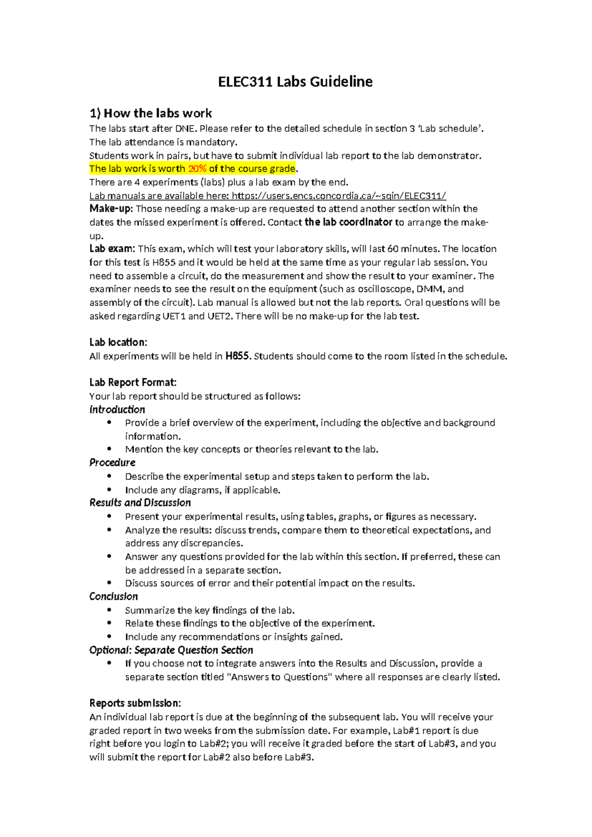 ELEC311 Lab Guidelines: Structure, Rules, and Schedule for Fall 2025 ...