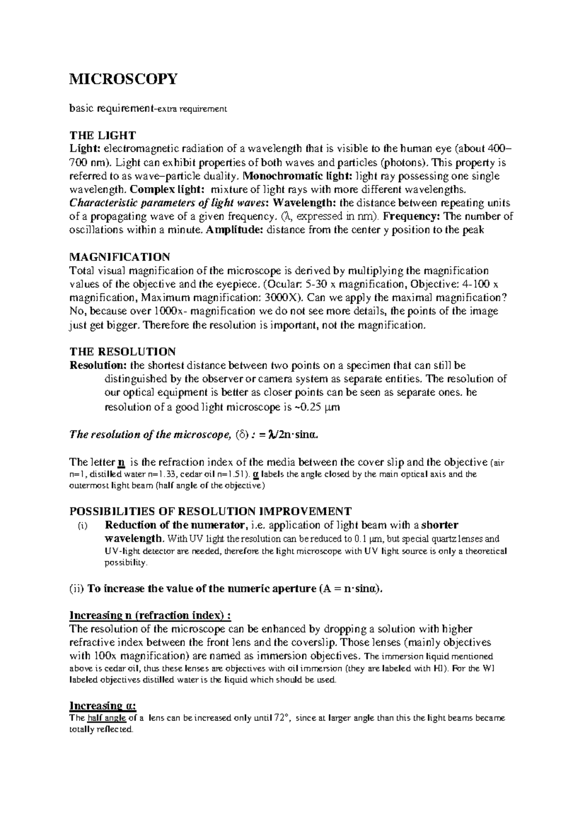 Lecture Notes on Microscopy Techniques and Principles - Studocu