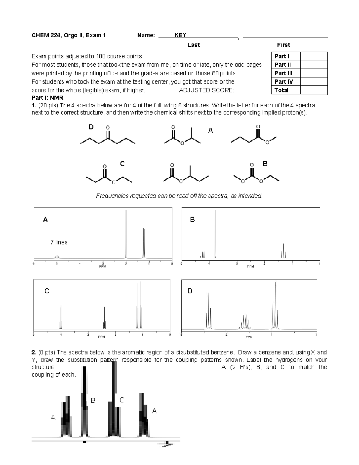 CHEM 224 Orgo II Exam 1 S26 KEY - Study Notes - Studocu