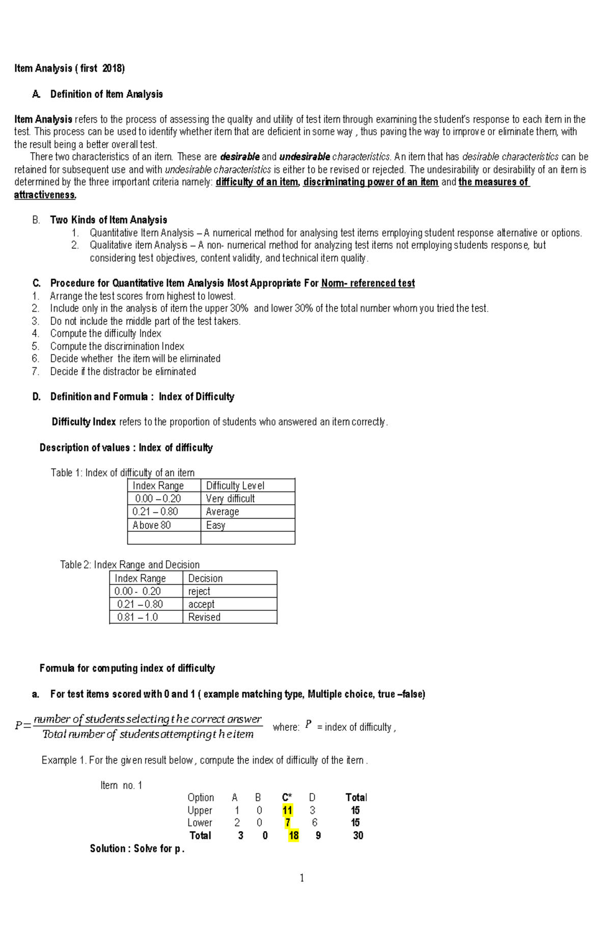 Item Analysis: Understanding Test Quality and Effectiveness (2018 ...