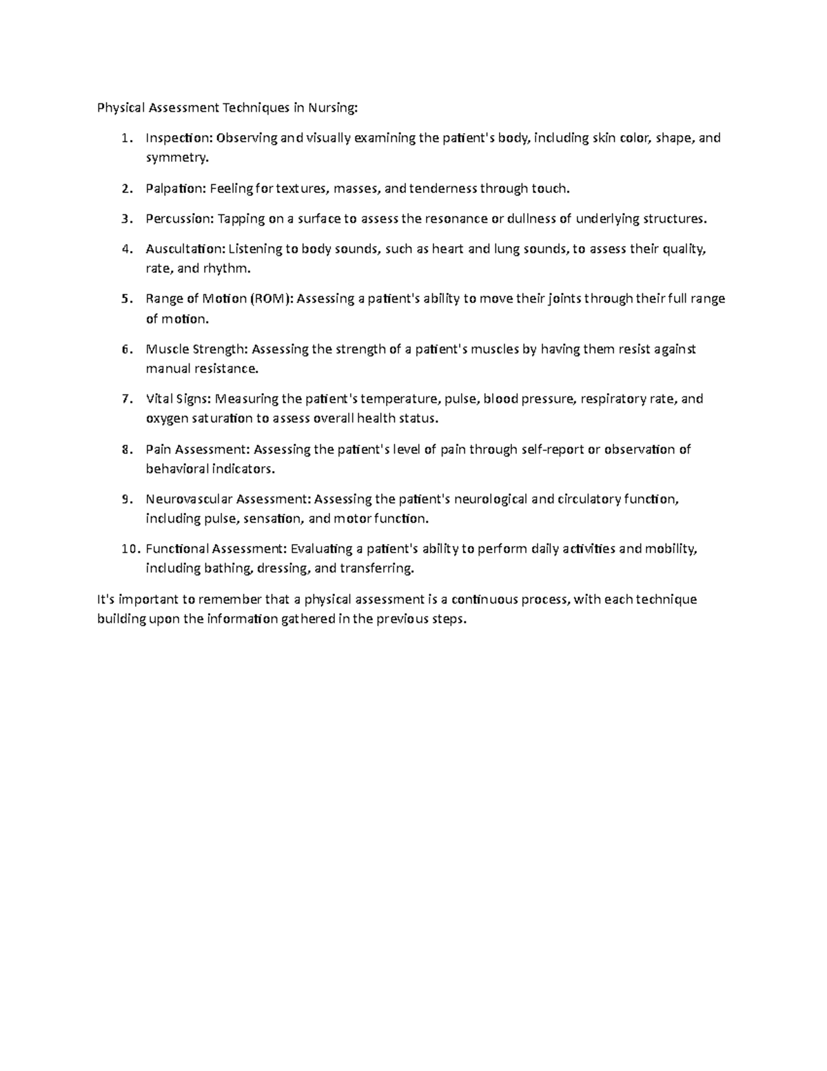 Physical Assessment Techniques in Nursing - Inspection: Observing and ...