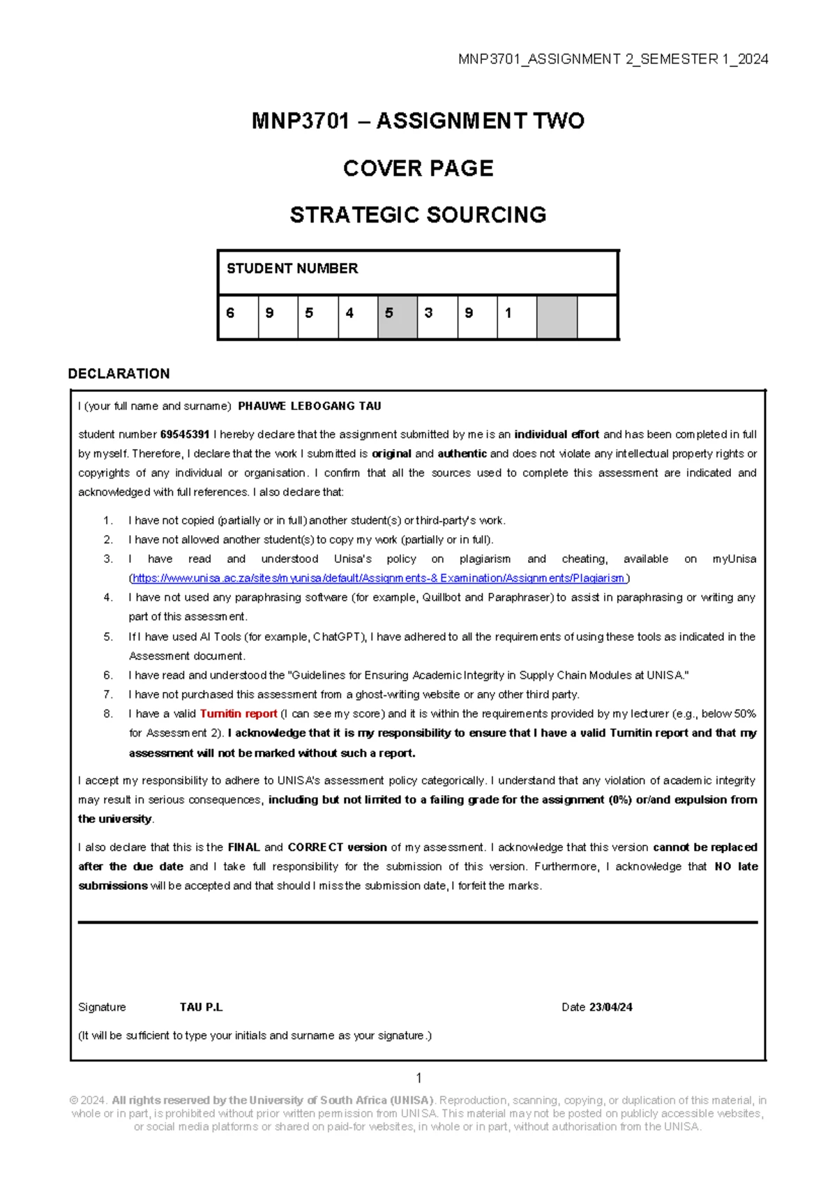Mng3701 Final Exam Study Guide - Summarized Assignments - Studocu