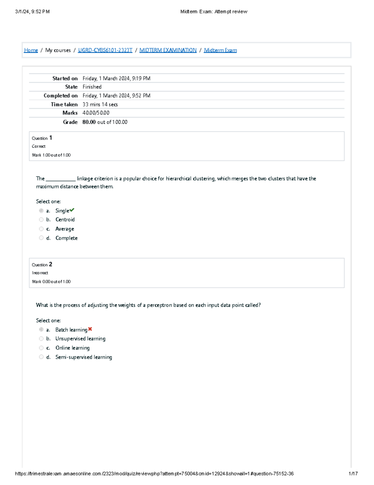Midterm Exam (UGRD-CYBS6101-2323T) - Fundamentals Overview & Results ...
