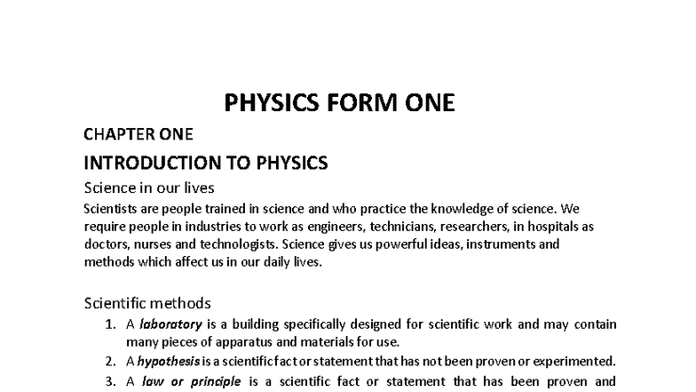 PHYSICS 101: CHAPTER 1 - INTRODUCTION TO PHYSICS NOTES - Studocu