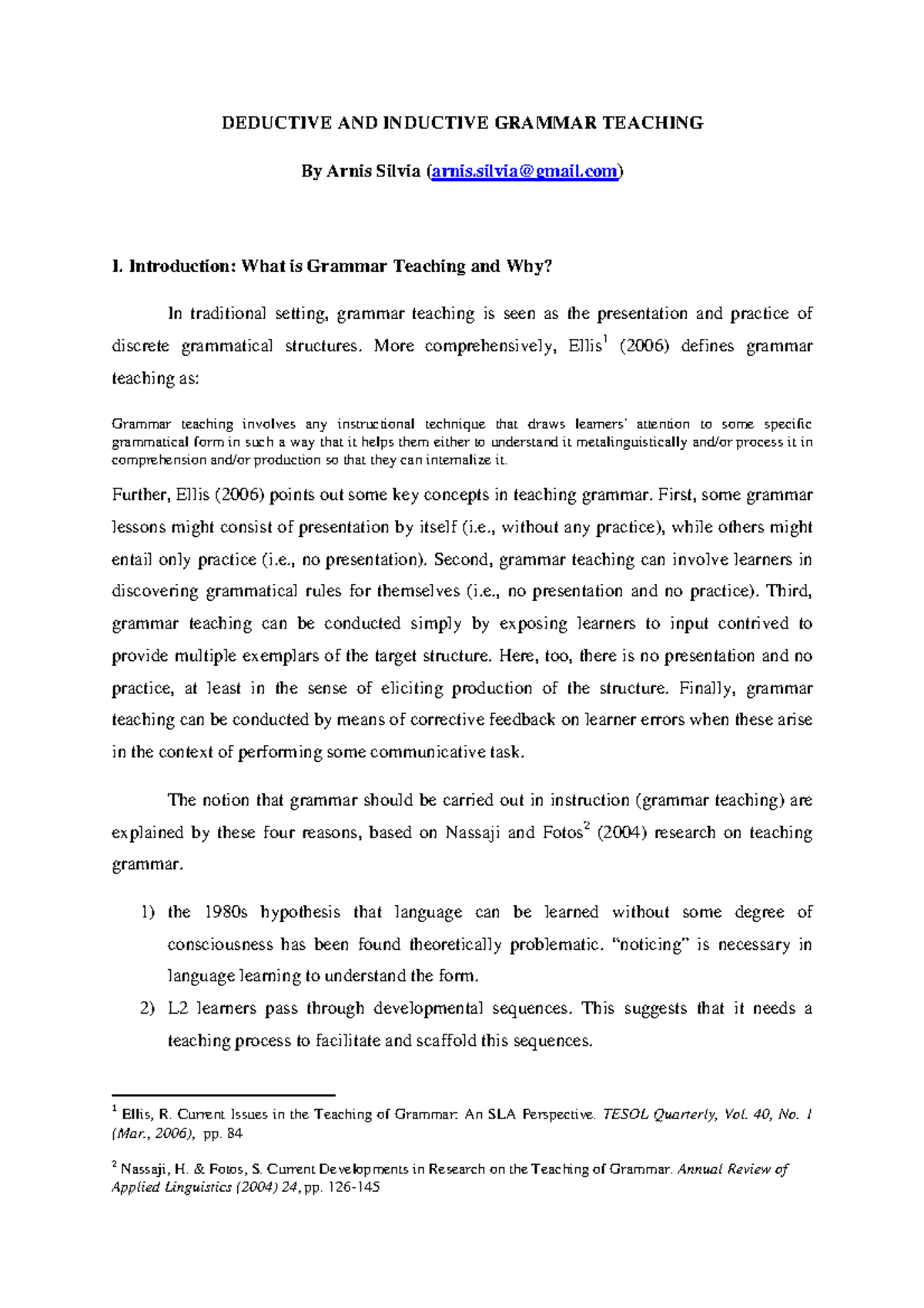 Deductive and inductive grammar teaching - DEDUCTIVE AND INDUCTIVE ...