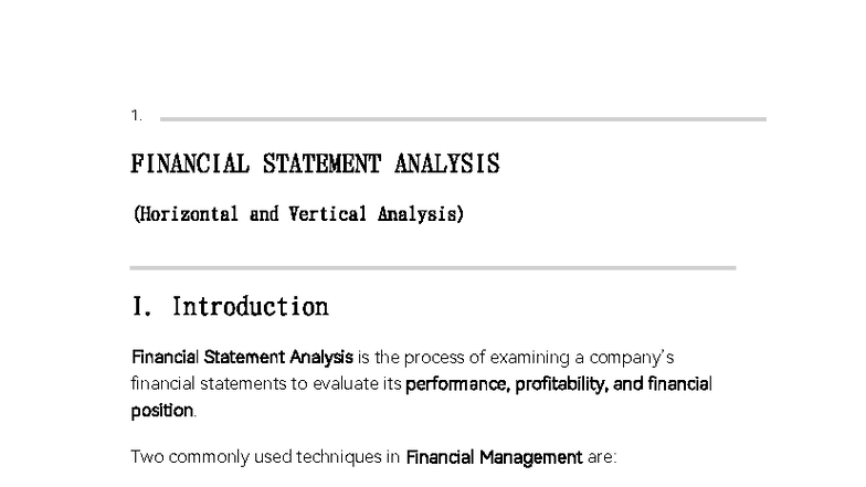 Financial Management: Financial Statement Analysis (Horizontal ...