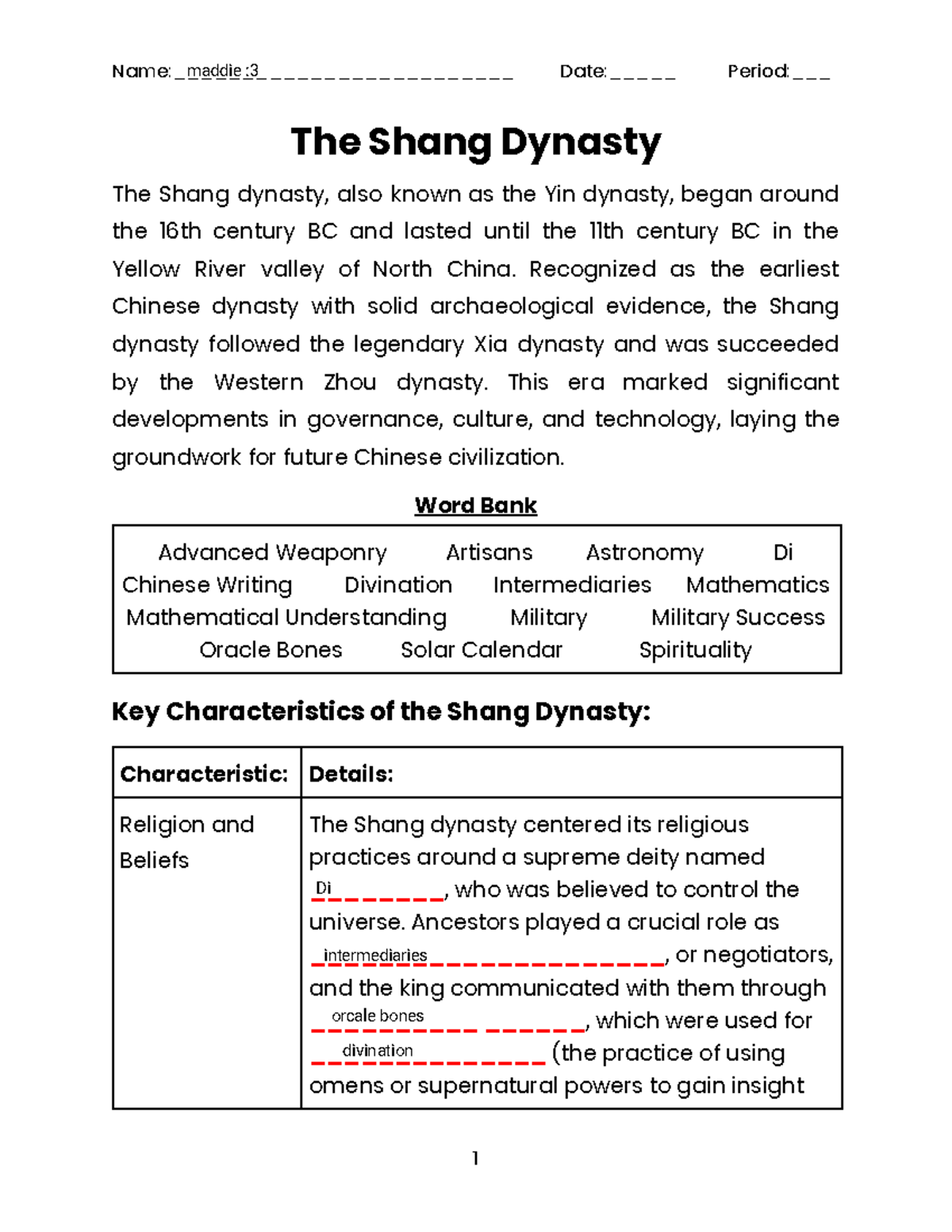 Kami Export - - The Shang Dynasty - Lesson 2 Overview and Key Points ...