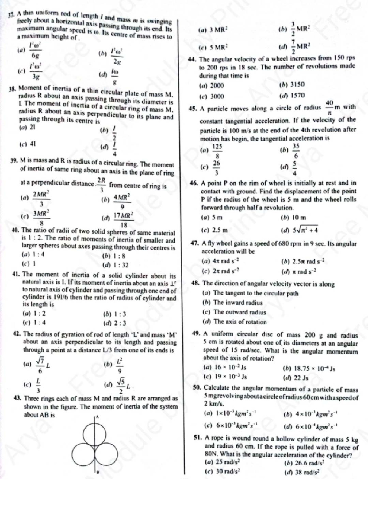 Physics 101: Moment of Inertia and Angular Motion Concepts - Studocu