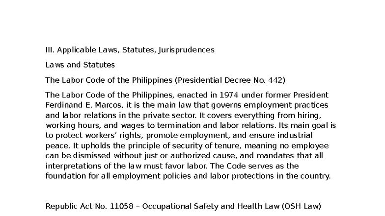 Labor Laws and Statutes in the Philippines: A Comprehensive Overview ...