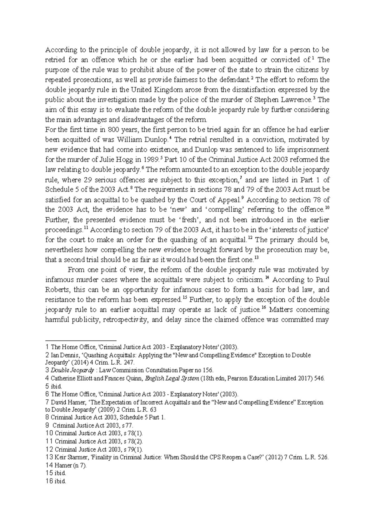 Example of a good essay 3 (double-jeopardy) - According to the ...