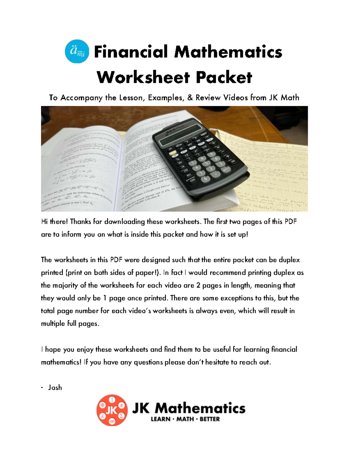 Financial Mathematics Worksheet Packet: Lesson Notes & Examples - Studocu