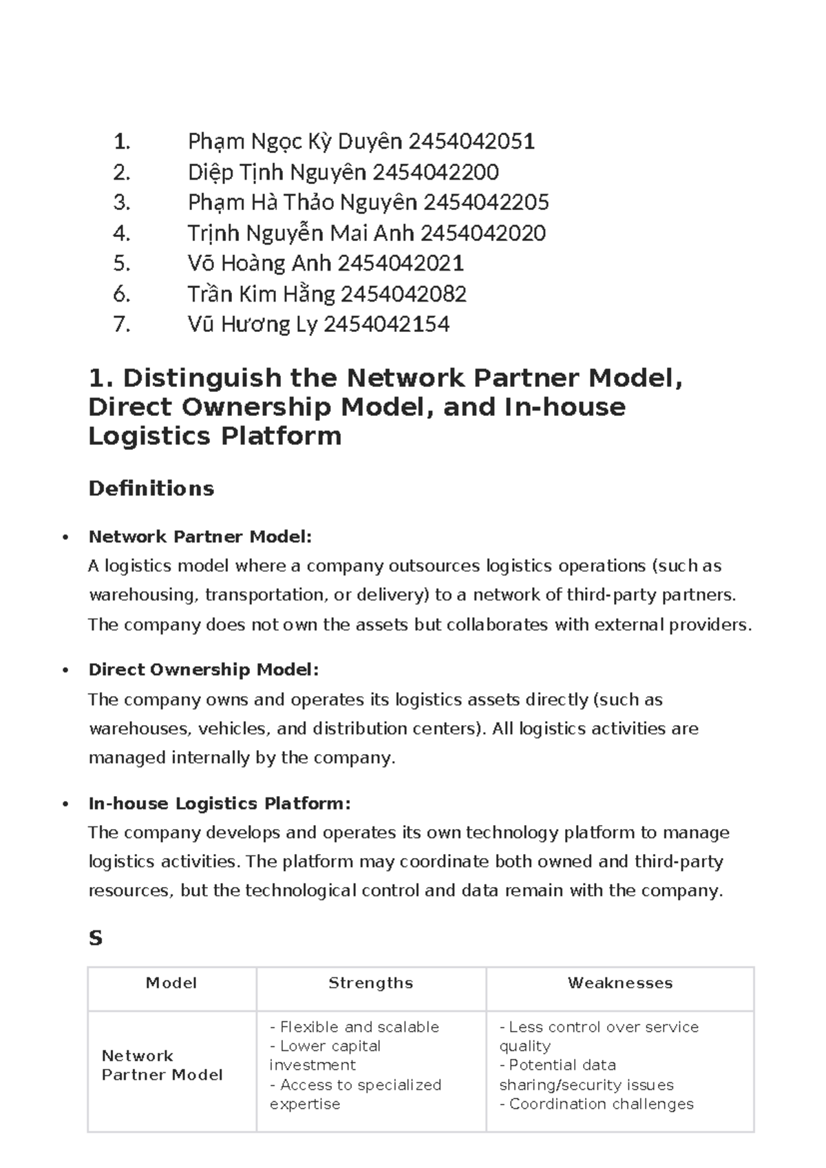 Panda - Logistics Models & Valuation Analysis (2454042051) - Studocu