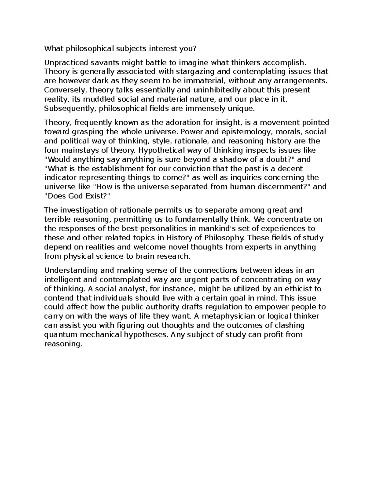 Why study philosophy by wolda - What philosophical subjects interest ...