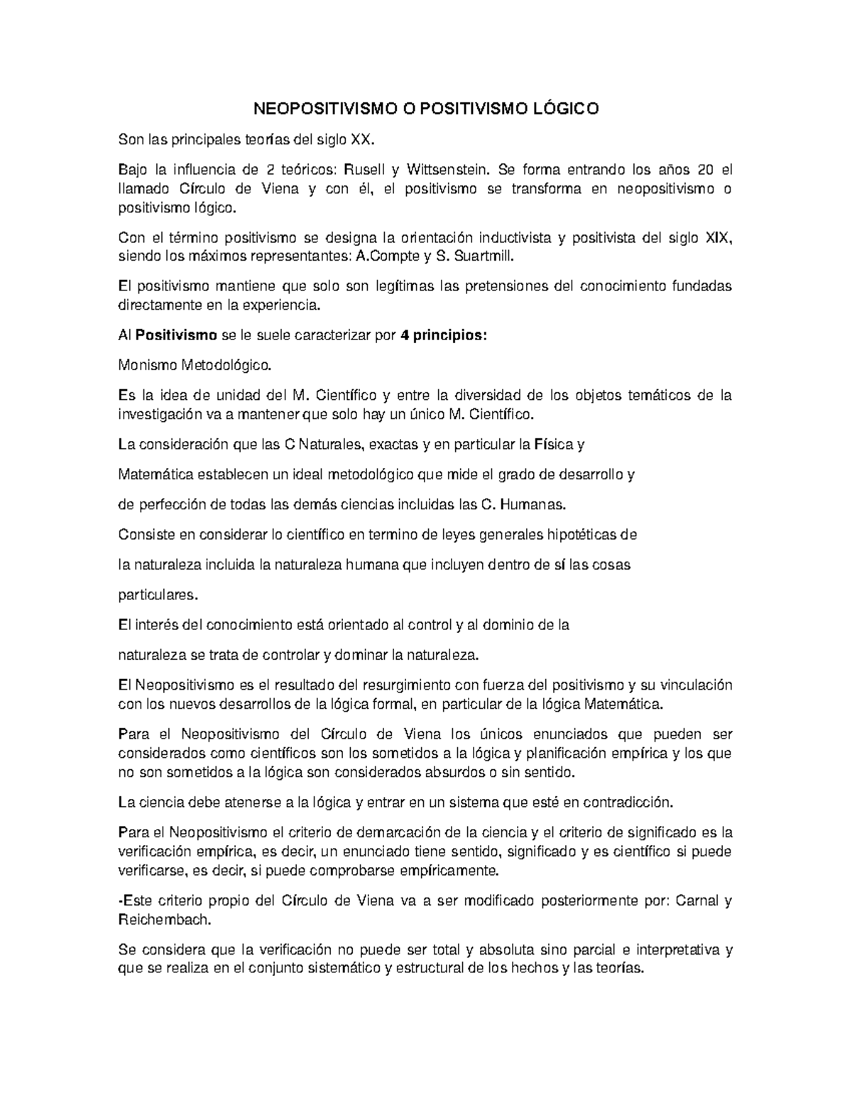 El neopositivismo o positivismo logico - NEOPOSITIVISMO O POSITIVISMO ...