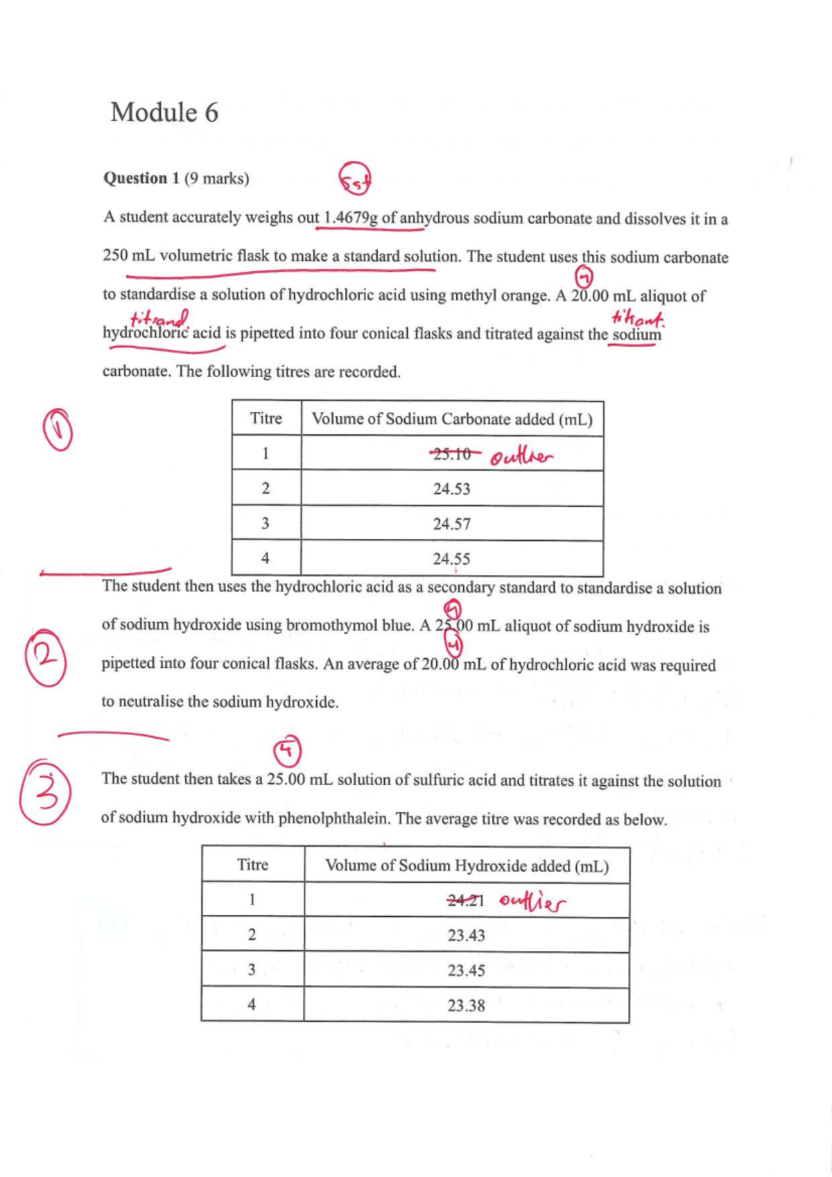 HSC CHEMISTRY: Module 6 & 7 Titration Questions and Answers - Studocu