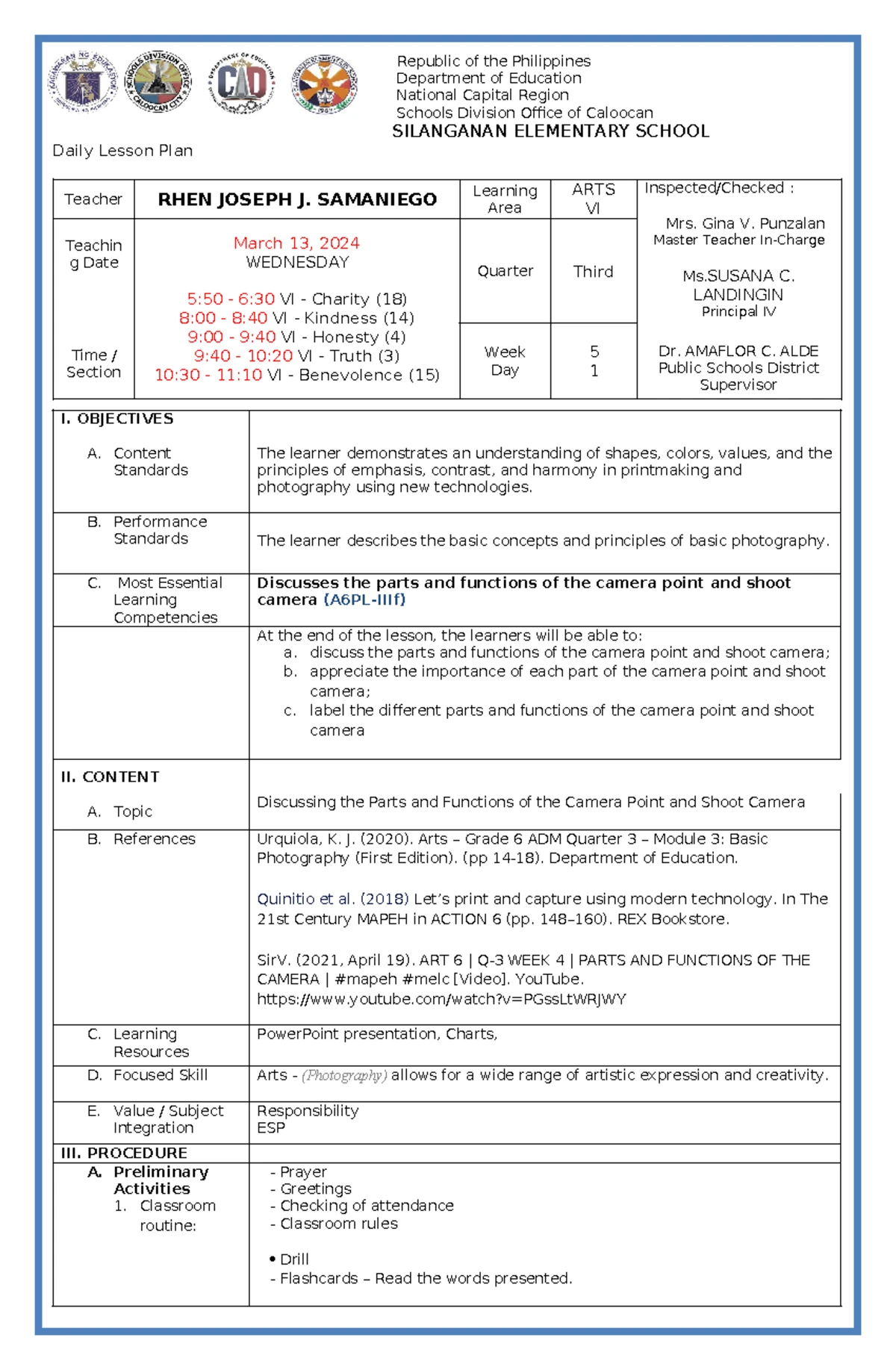 RPMS- Sample Objectives for Effective Teaching Strategies - Studocu