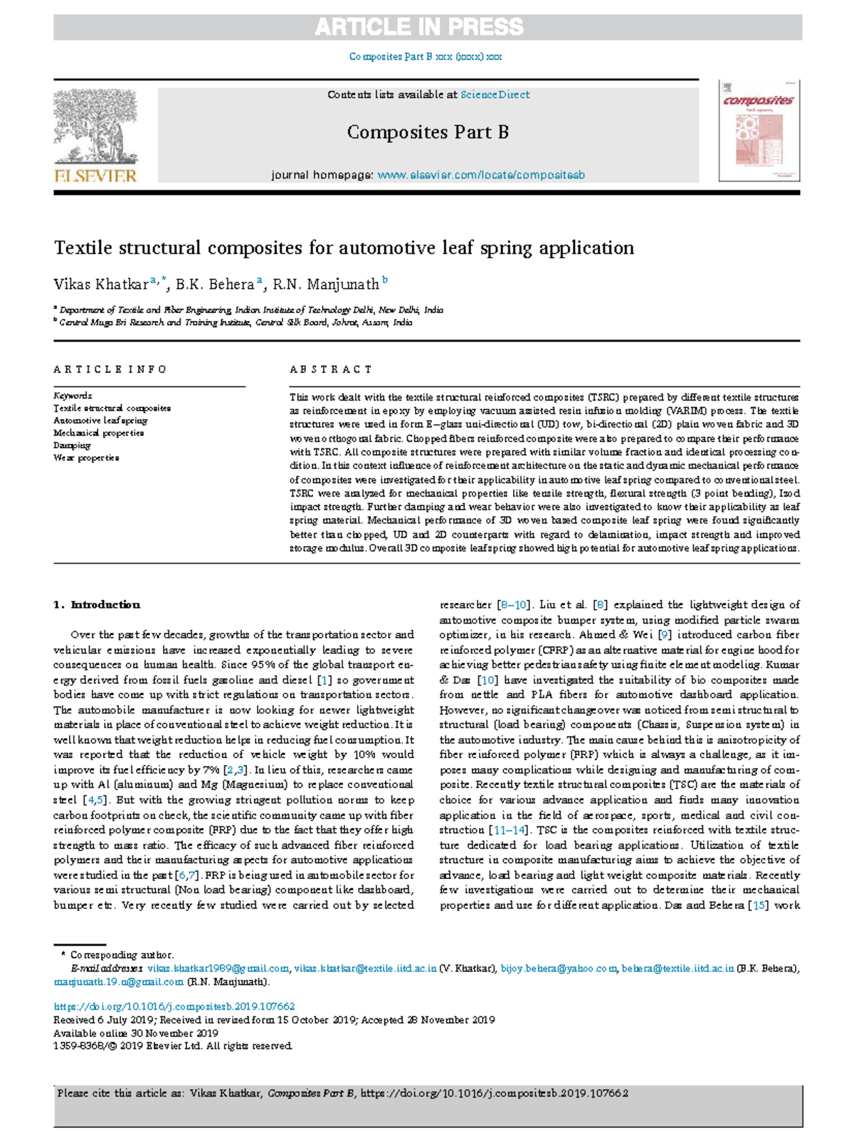 Textile Structural Composites for Automotive Leaf Spring Applications ...