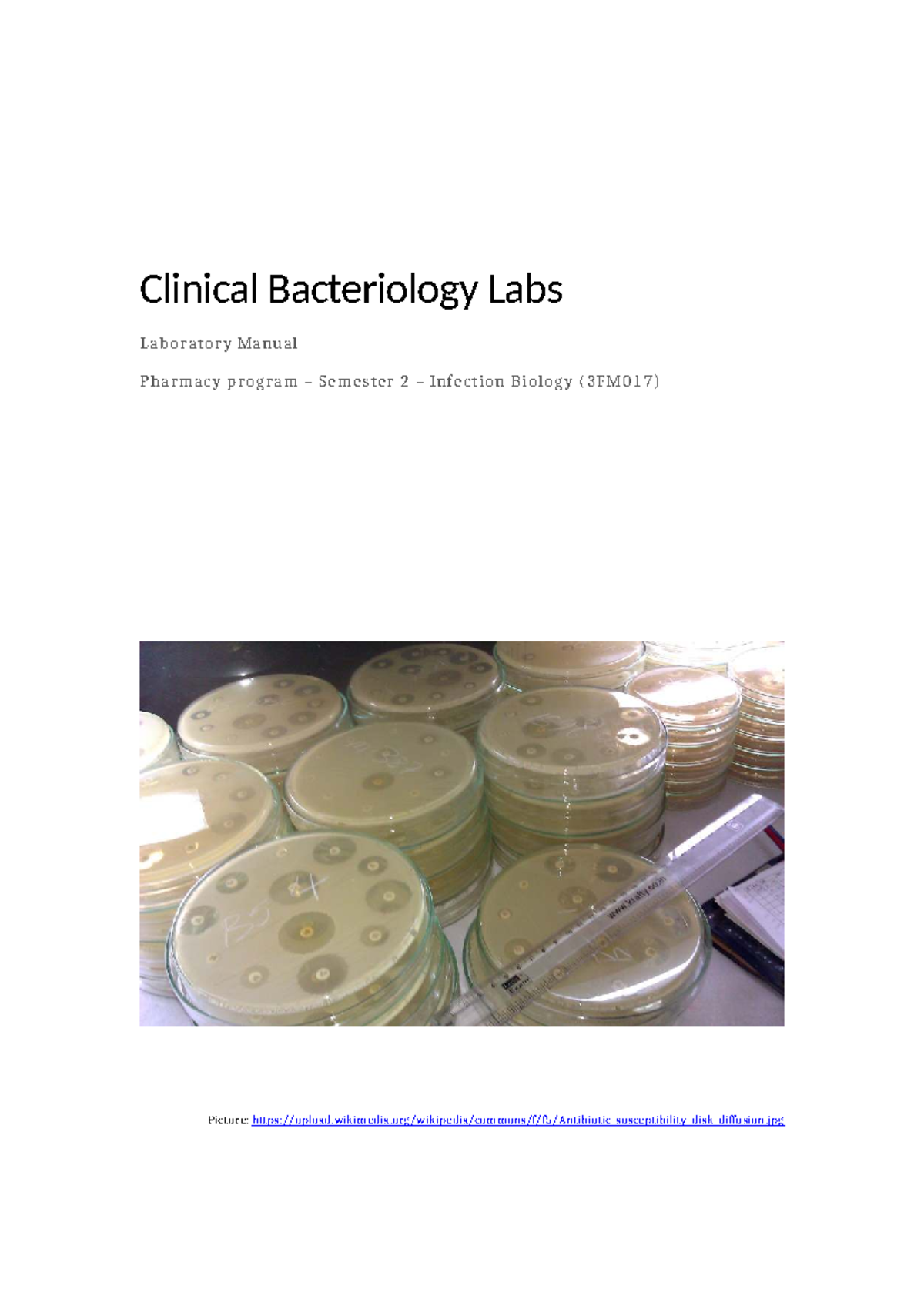 Clinical Bacteriology Lab Manual: Infection Biology (3FM017) - Studocu