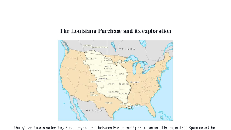 The Louisiana Purchase: Exploration Insights and Impacts - Studocu