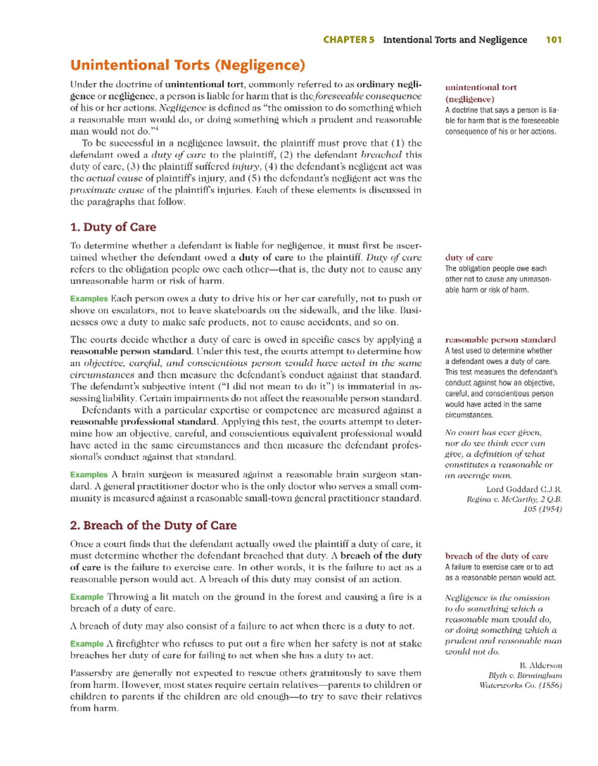 CHAPTER 5 Negligence and Intentional Torts 101: Understanding Liability ...