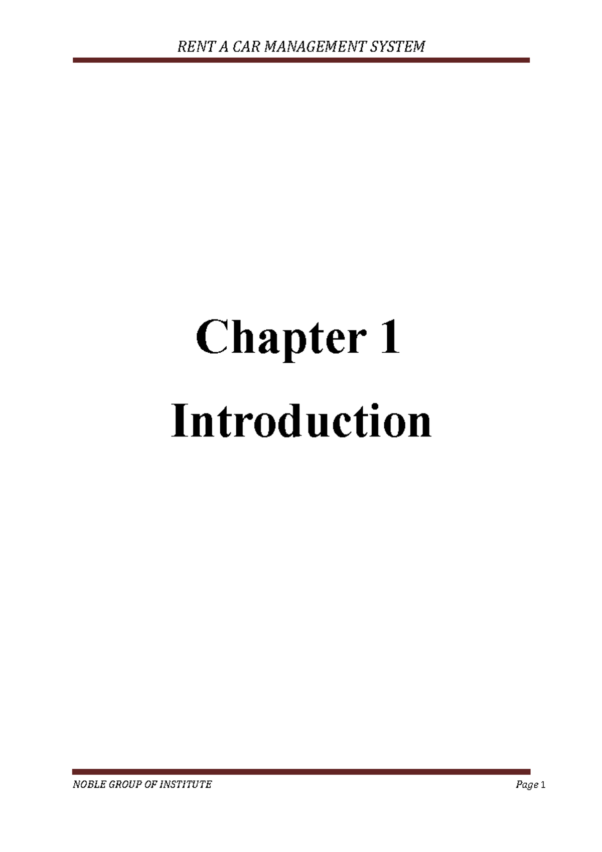 Renta CAR Management System Project Report - Chapter 1 Introduction 1 ...