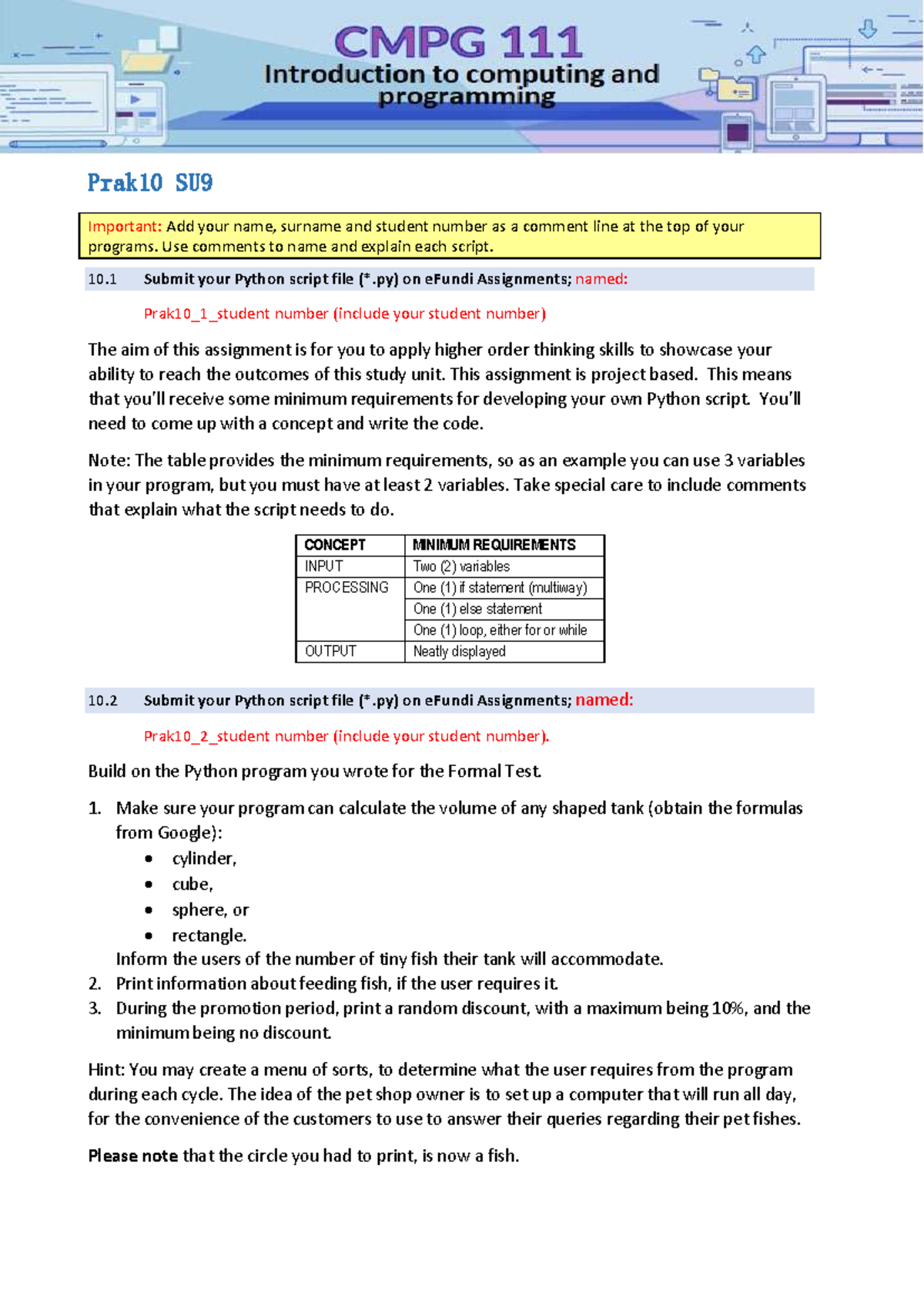 Prak10 SU9 Project: Python Script Development Guidelines - Studocu
