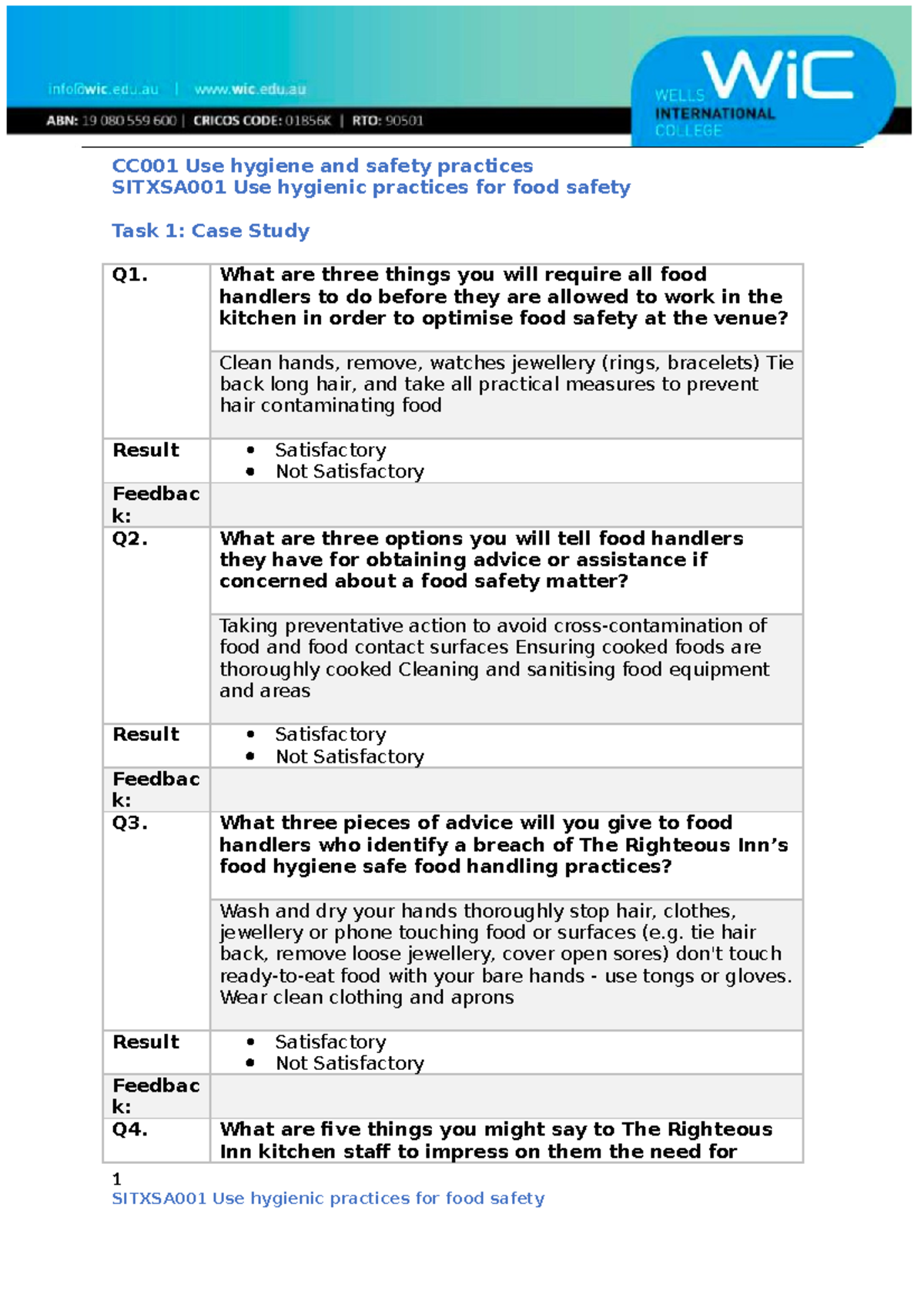Use hygienic practices for food safety - What are three things you will ...
