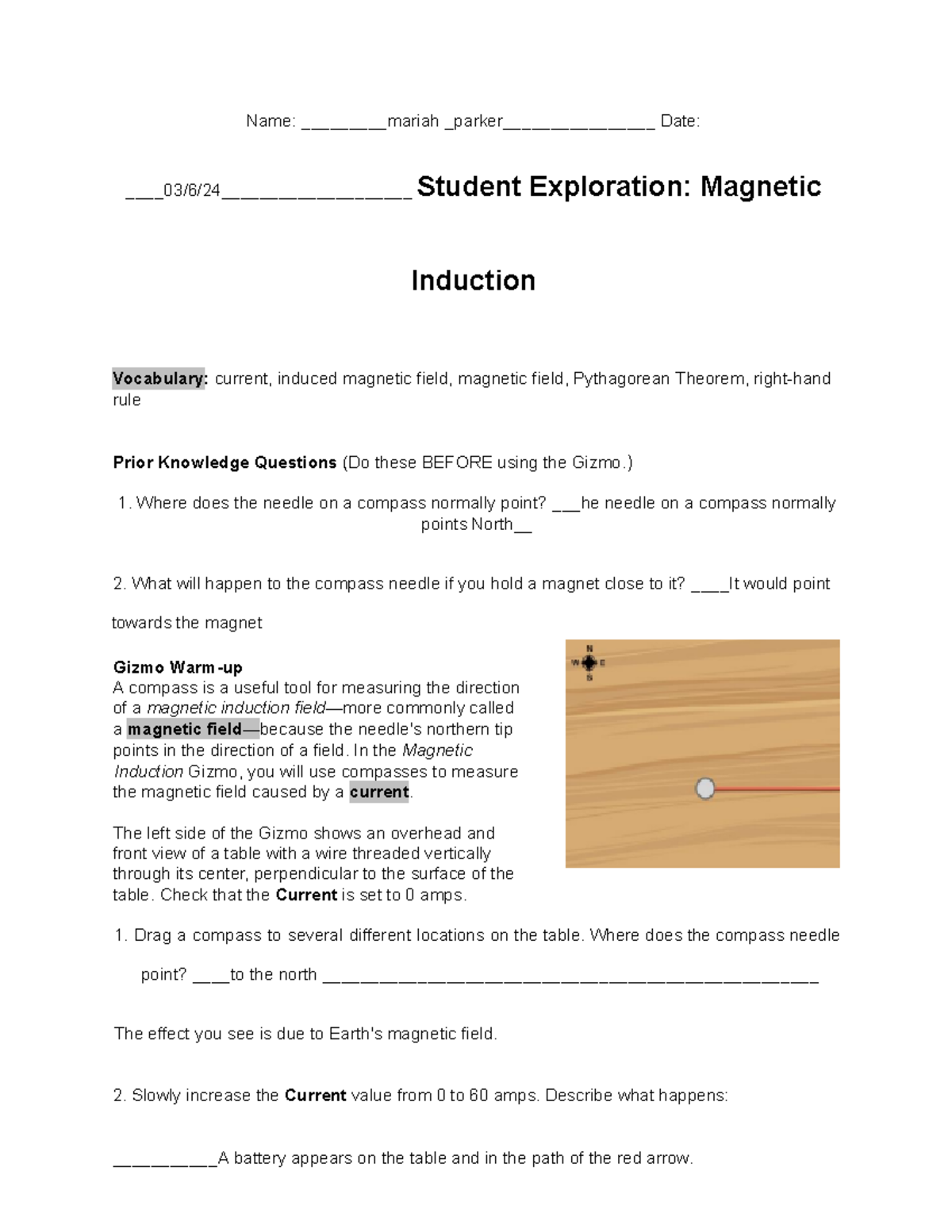 Magnetic Induction Student Exploration (SE) Assignment Guide - Studocu