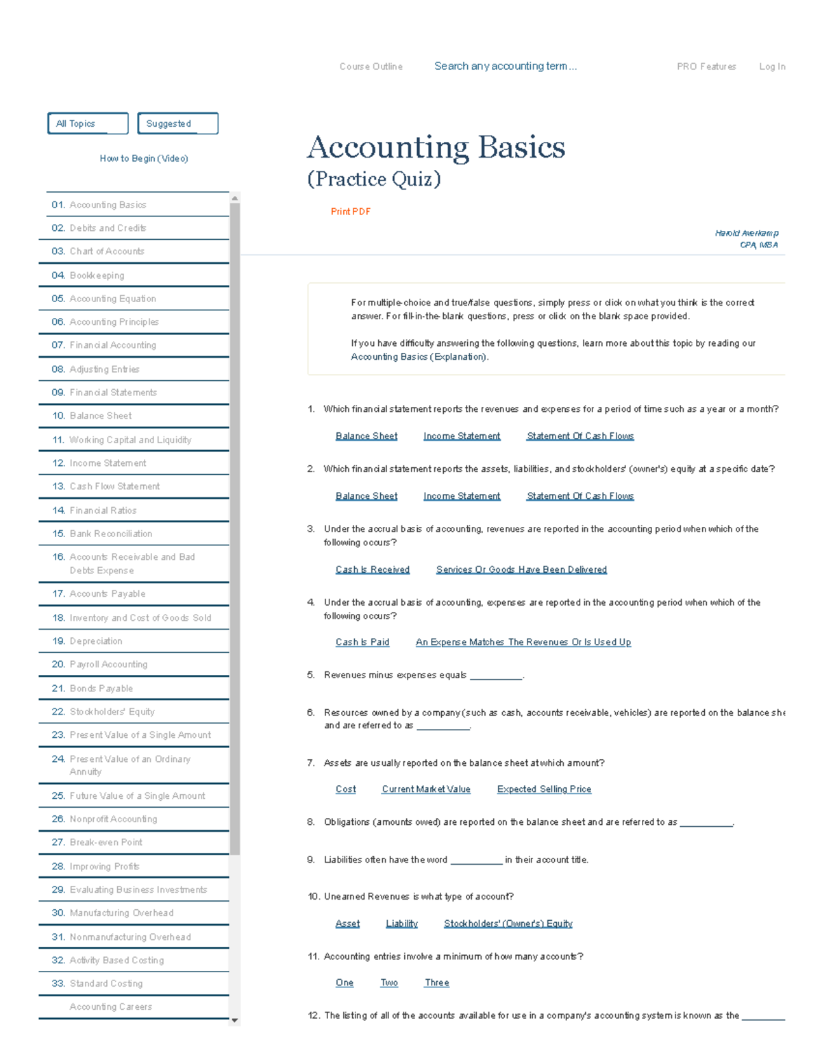 Accounting Basics Quiz Review for Practice and Exam Prep - Studocu
