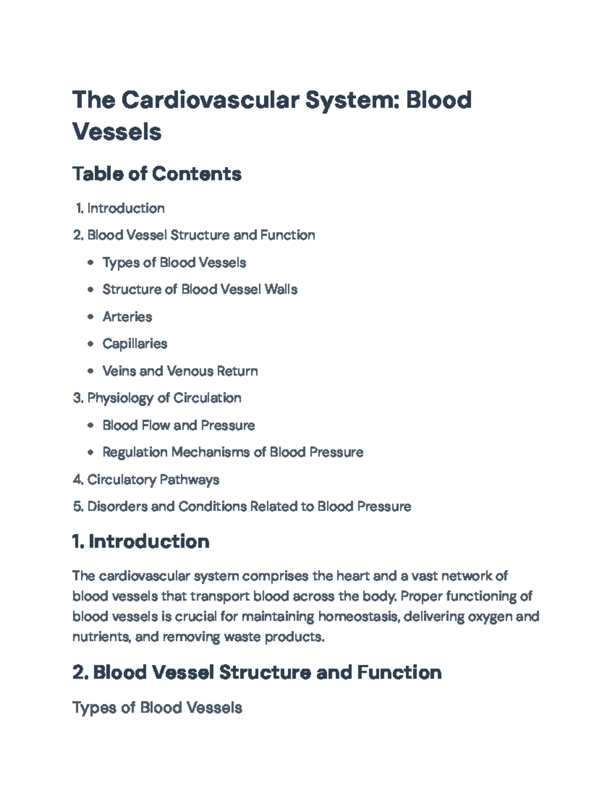 Comprehensive Study of the Cardiovascular System: Blood Vessels - The ...