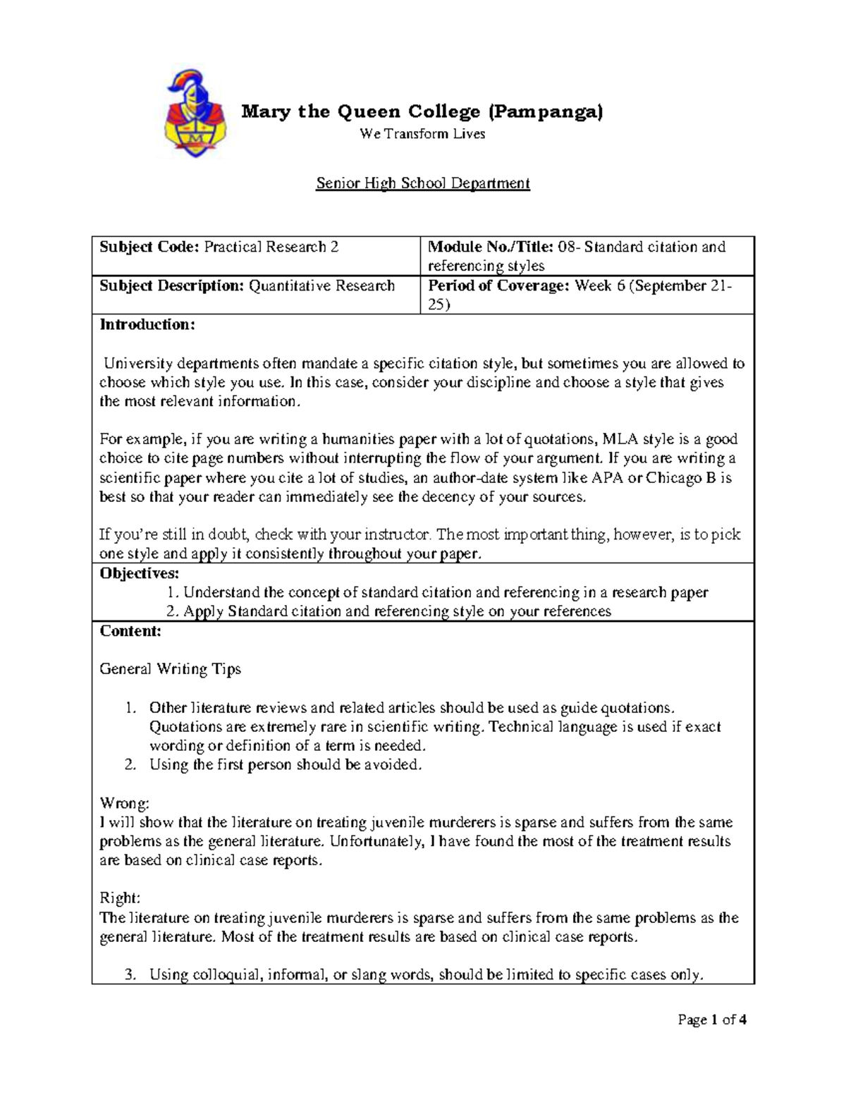 PR2 Module 8 - notes - Mary the Queen College (Pampanga) We Transform ...