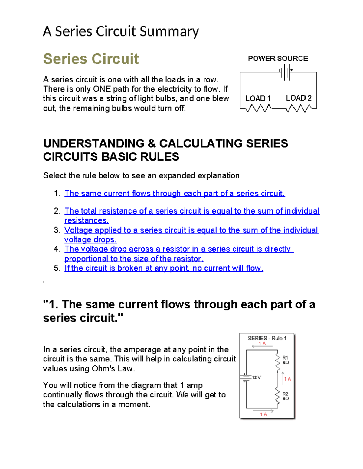 Understanding Series Circuits: Principles & Calculations (PHYS 101) - Studocu