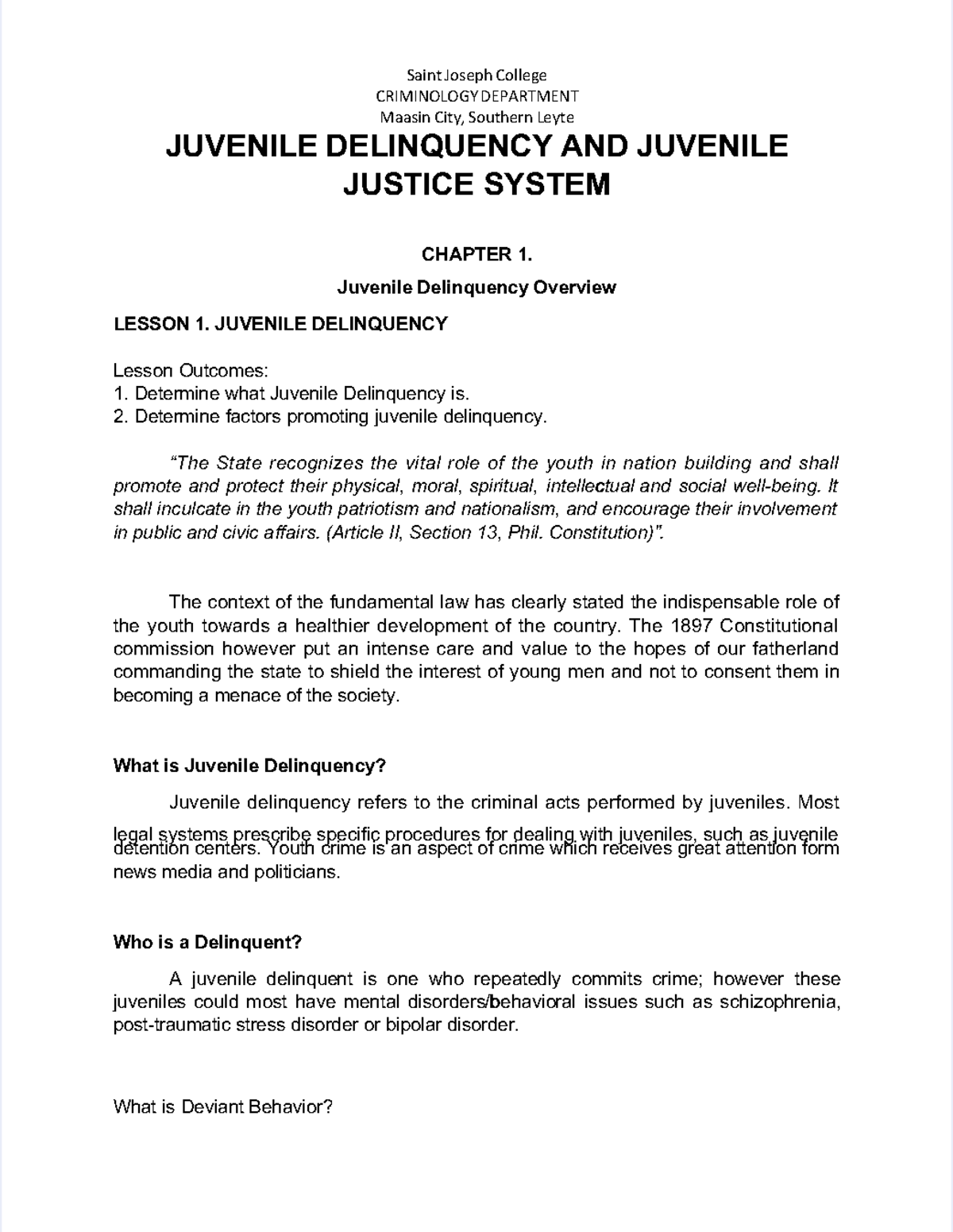 Pdf-juvenile-delinquency-and-juvenile-justice-system-module-1 compress - CRIMINOLOGY - Studocu