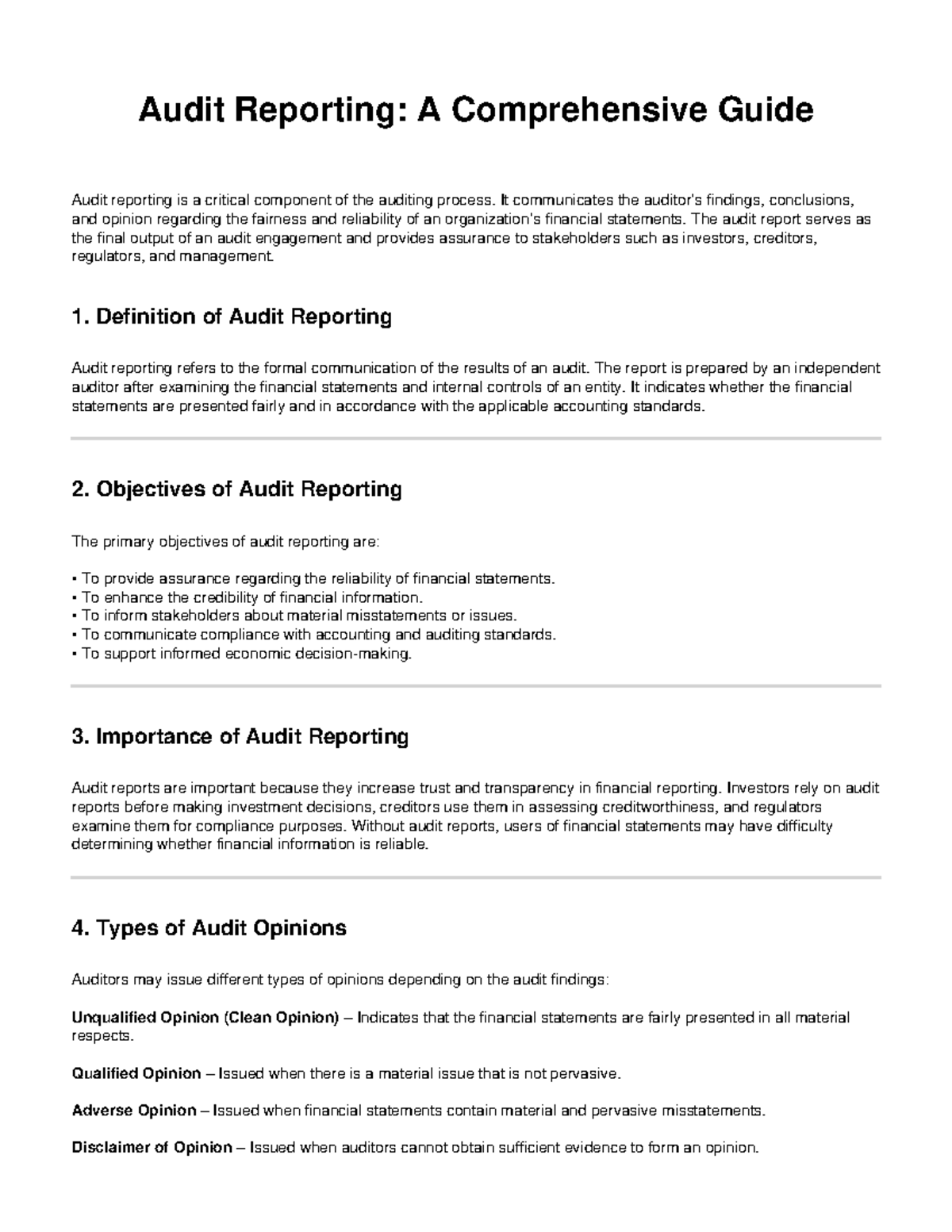 Audit Reporting (ACCT 101): A Comprehensive Overview - Studocu