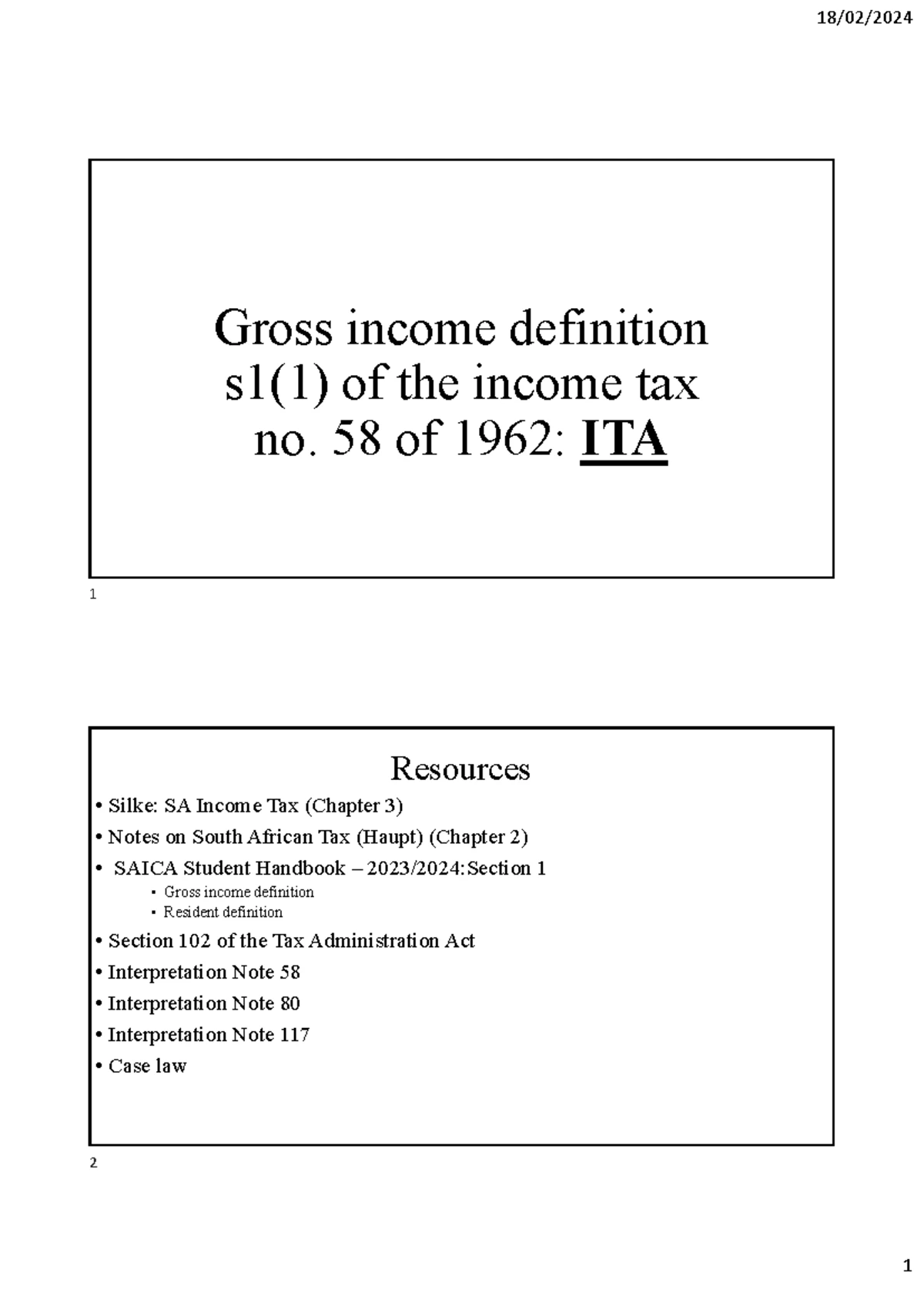 Gross Income Tax Concepts: Understanding Key Provisions and Definitions ...