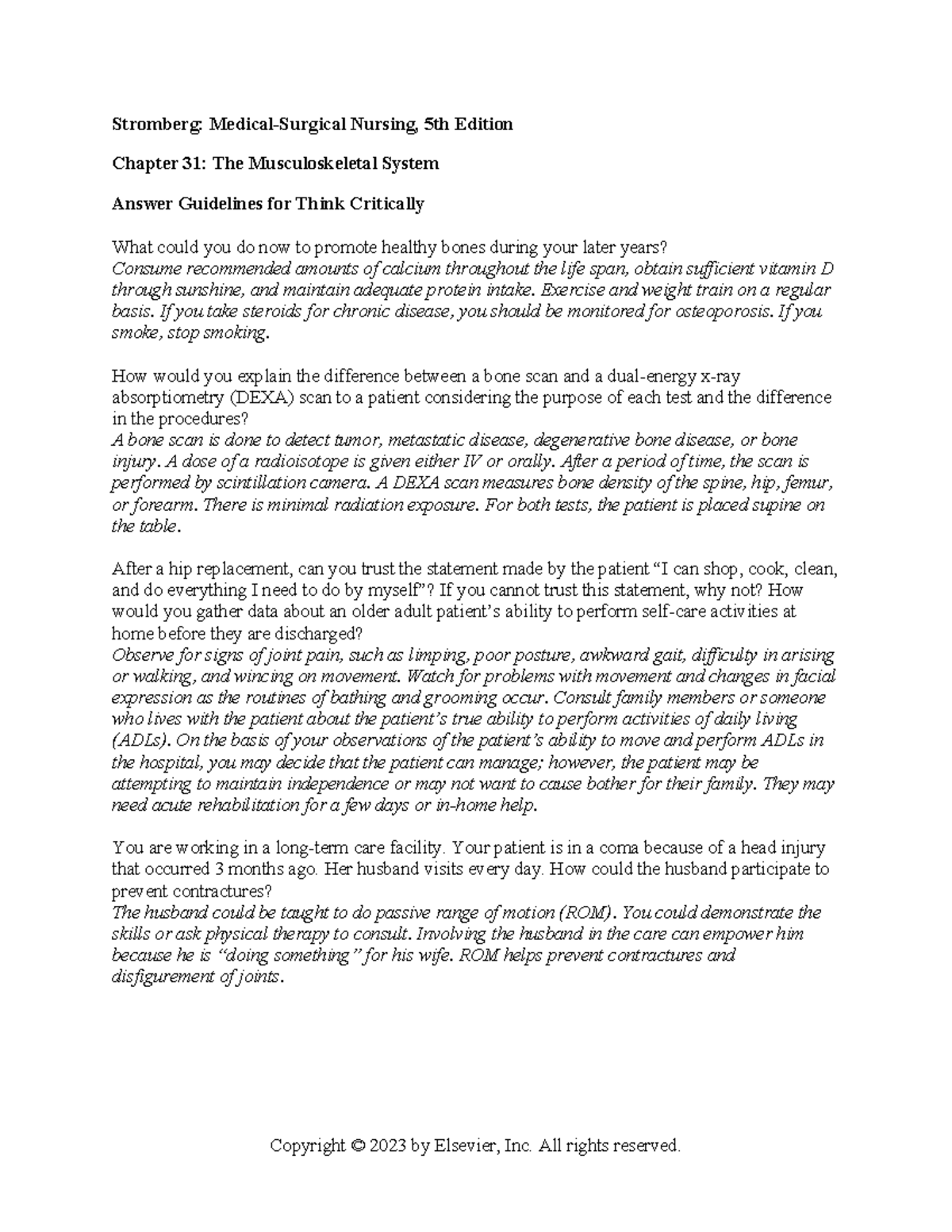 Chapter 031: The Musculoskeletal System - Key Concepts & Guidelines ...