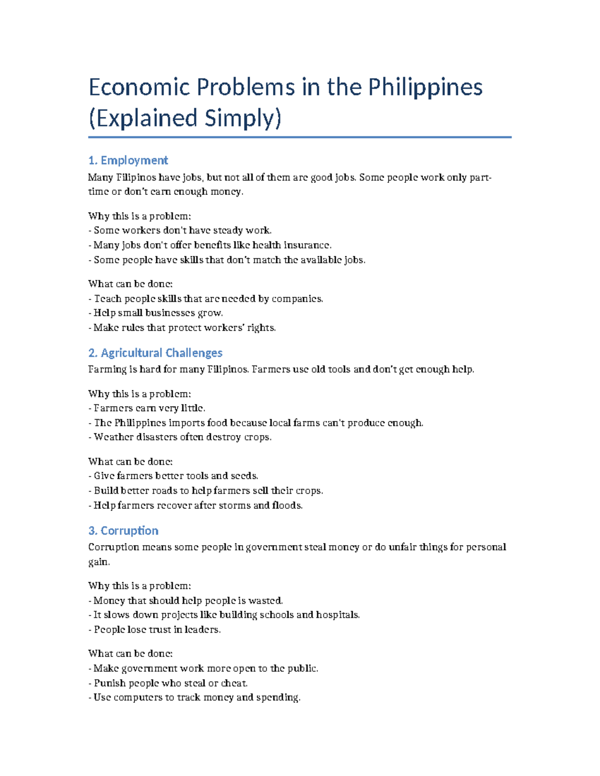 Economic Issues in the Philippines (Simplified Overview) - Studocu