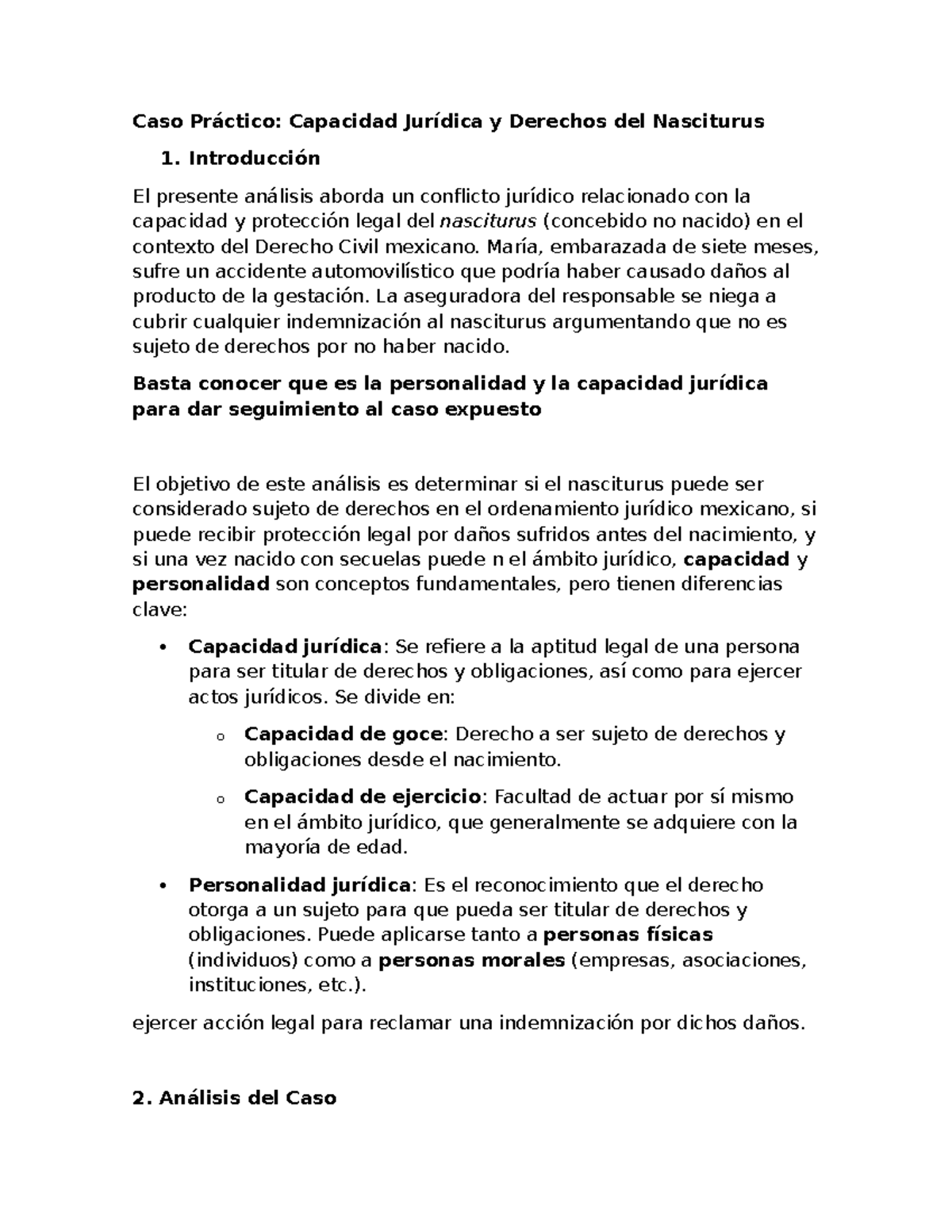 Caso Práctico: Derechos del Nasciturus en el Derecho Civil Mexicano ...