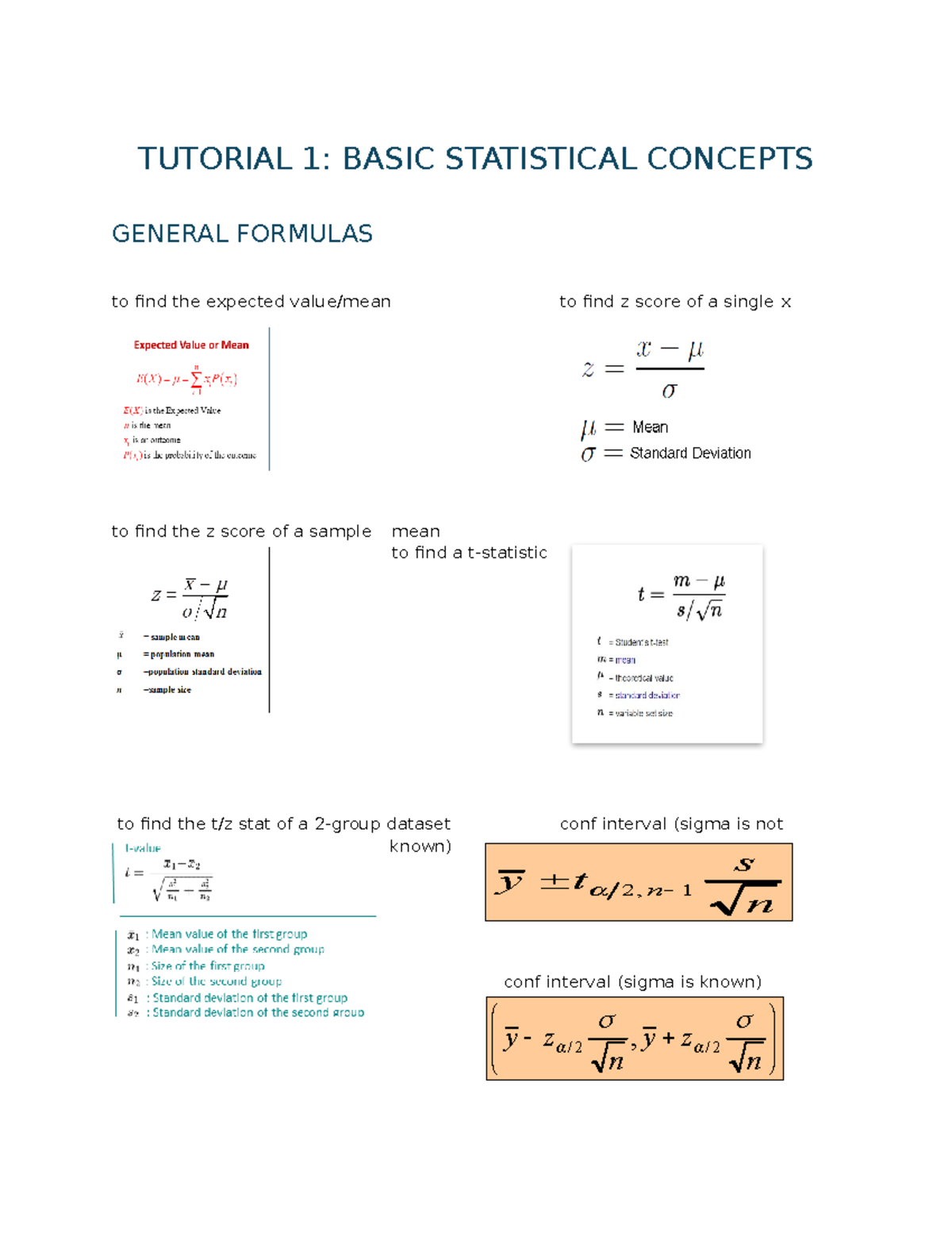 TUT 1 & 2: Basic Stats Concepts & Simple Regression Analysis Notes ...